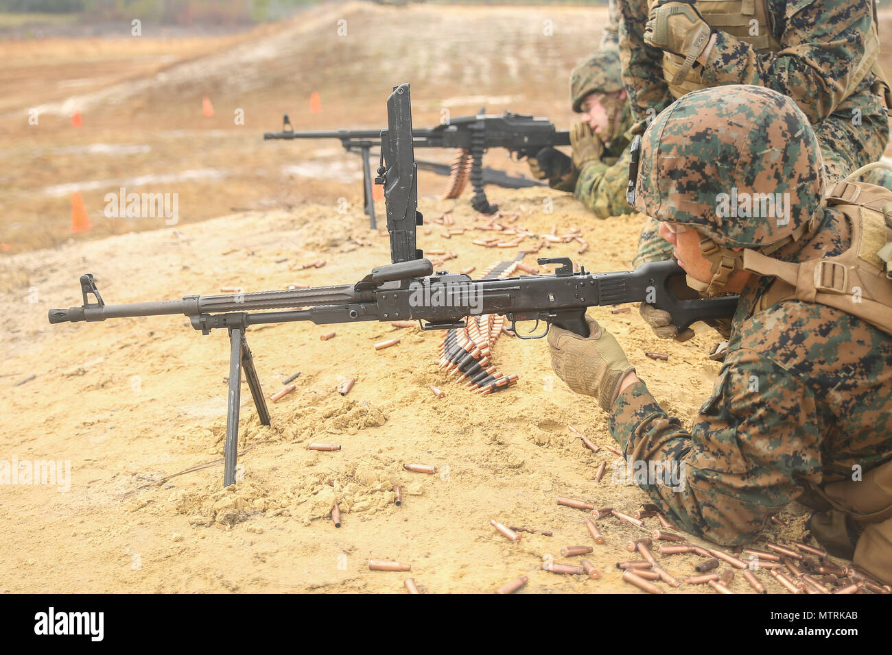 Marines with Task Force Southwest fire PK general-purpose machine guns ...