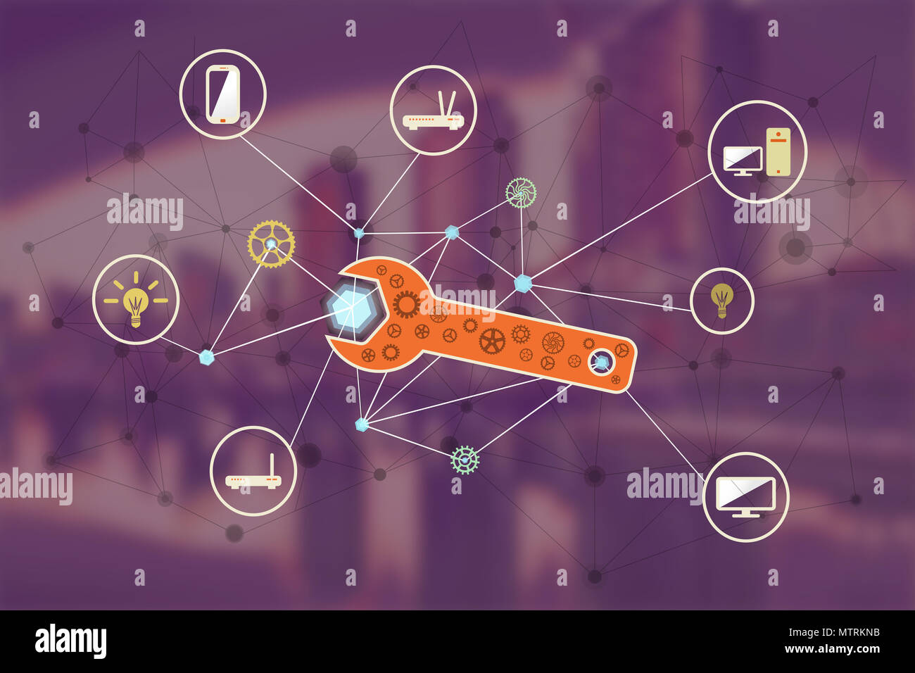 Computer network repair concept illustration Stock Photo - Alamy