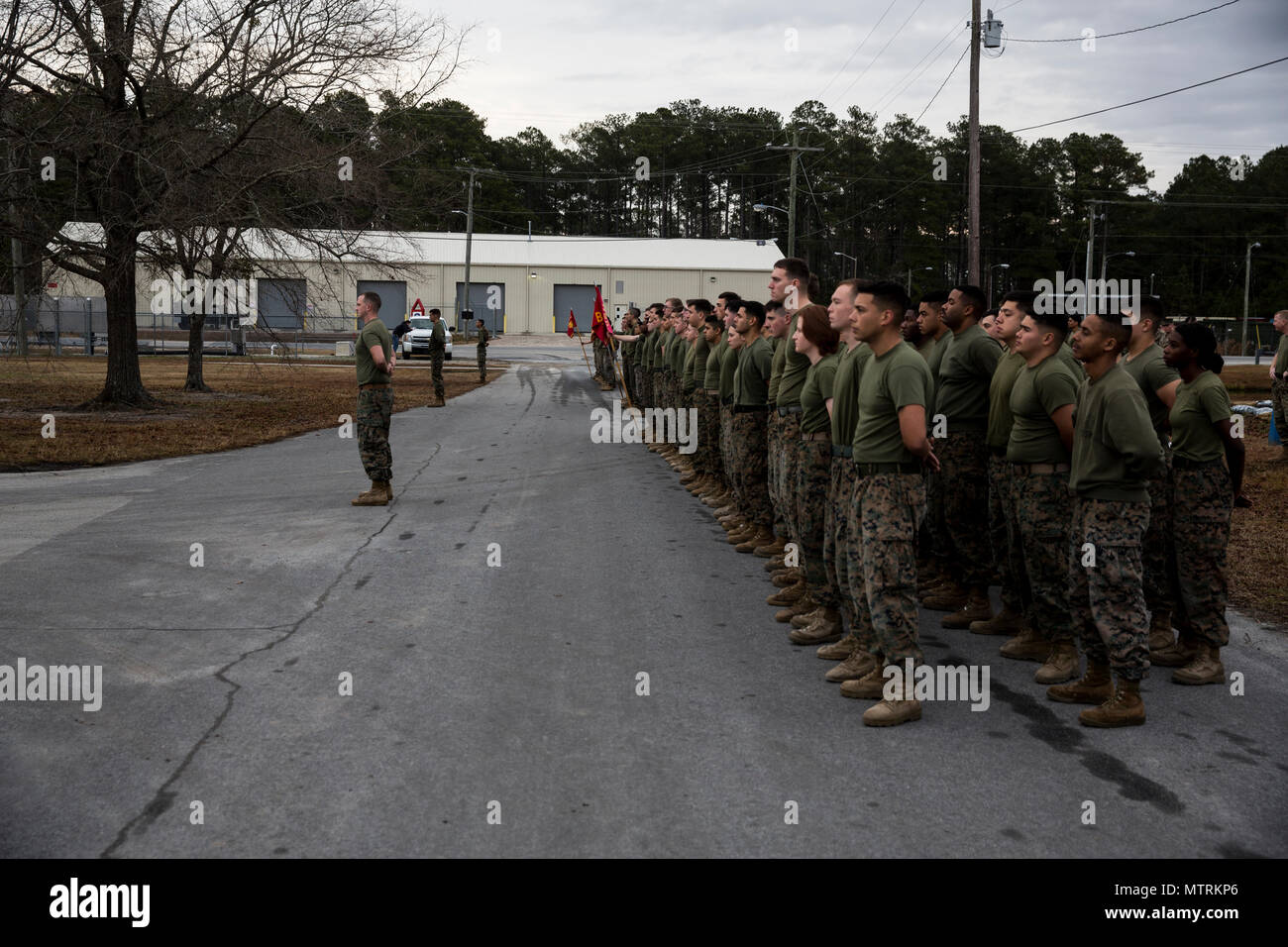 U.S. Marines with Marine Wing Communications Squadron (MWCS) 28, stand ...