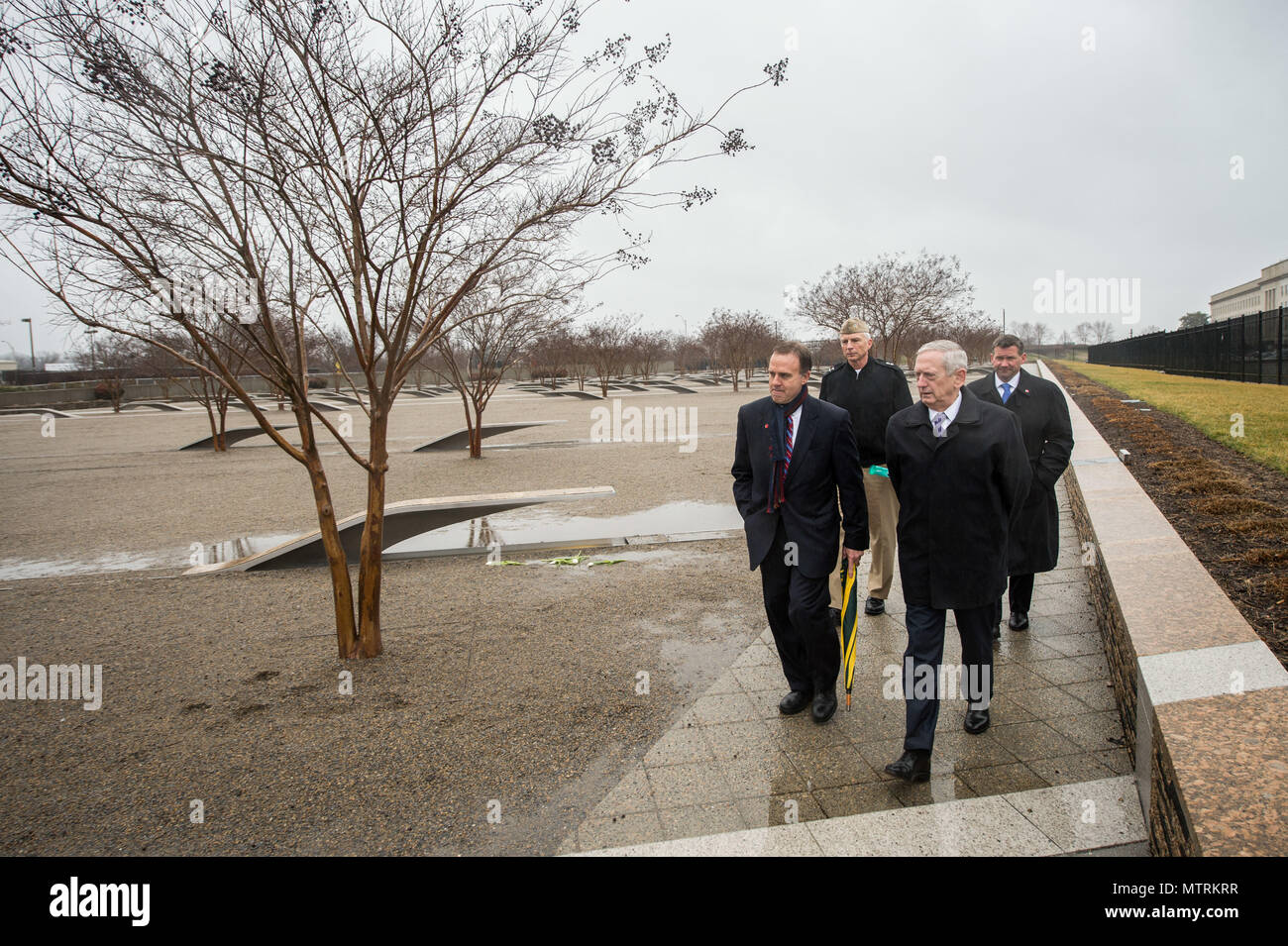 Secretary of Defense James Mattis visits the Pentagon Memorial in ...