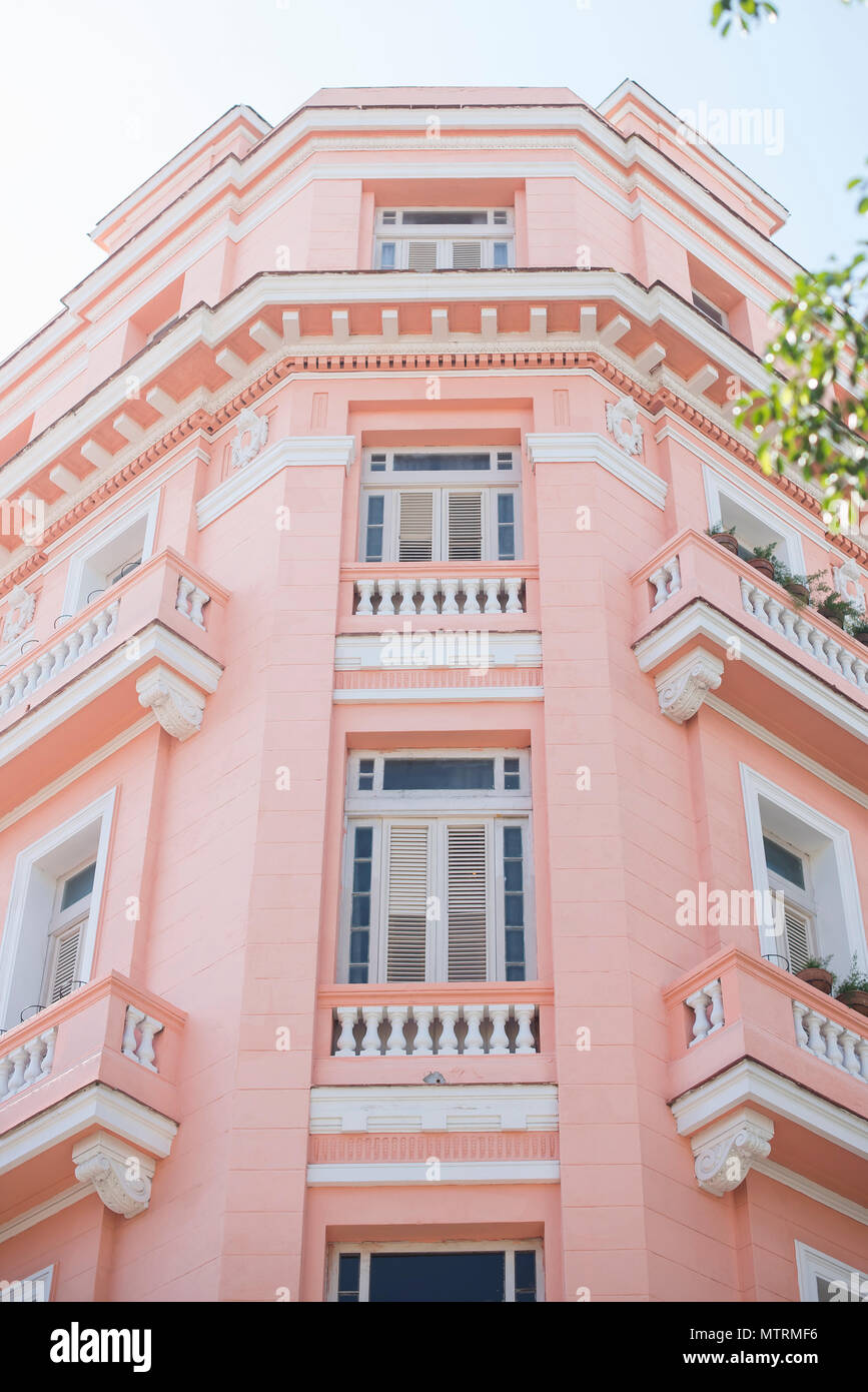 A pastel pink building in Havana, Cuba Stock Photo - Alamy