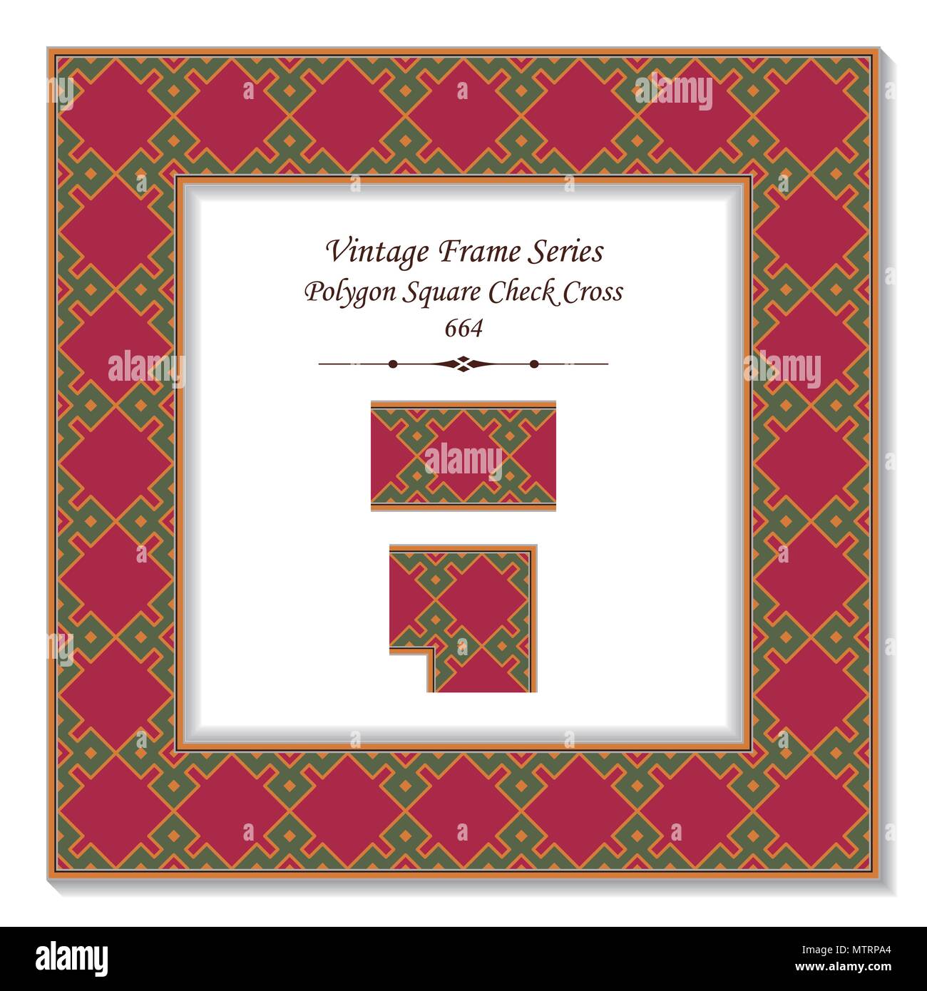 Vintage square 3D frame polygon square check cross, retro style ...