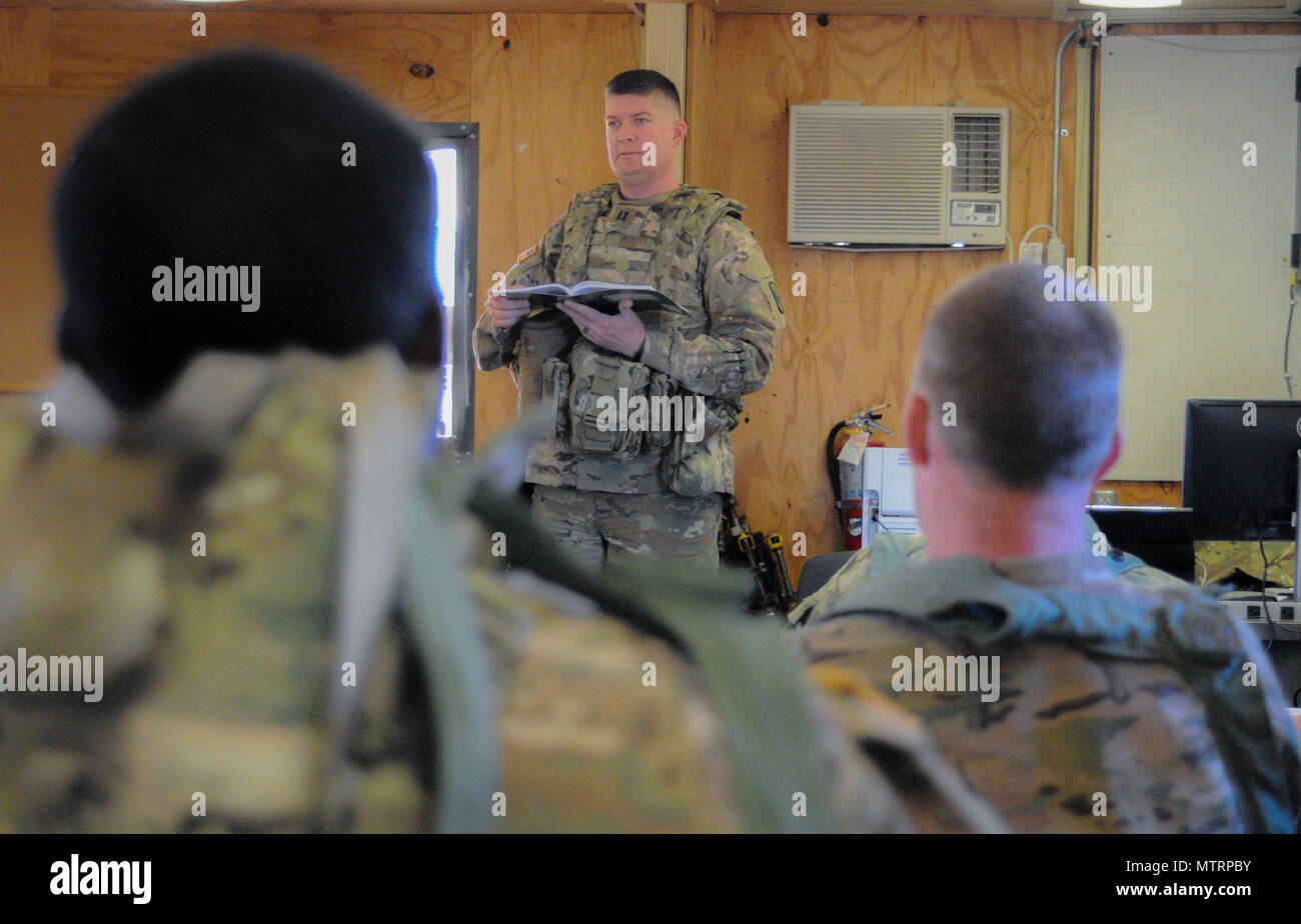 Camp McGregor, N.M.--The Battalion Chaplain, CH Scott Eaton provides ...