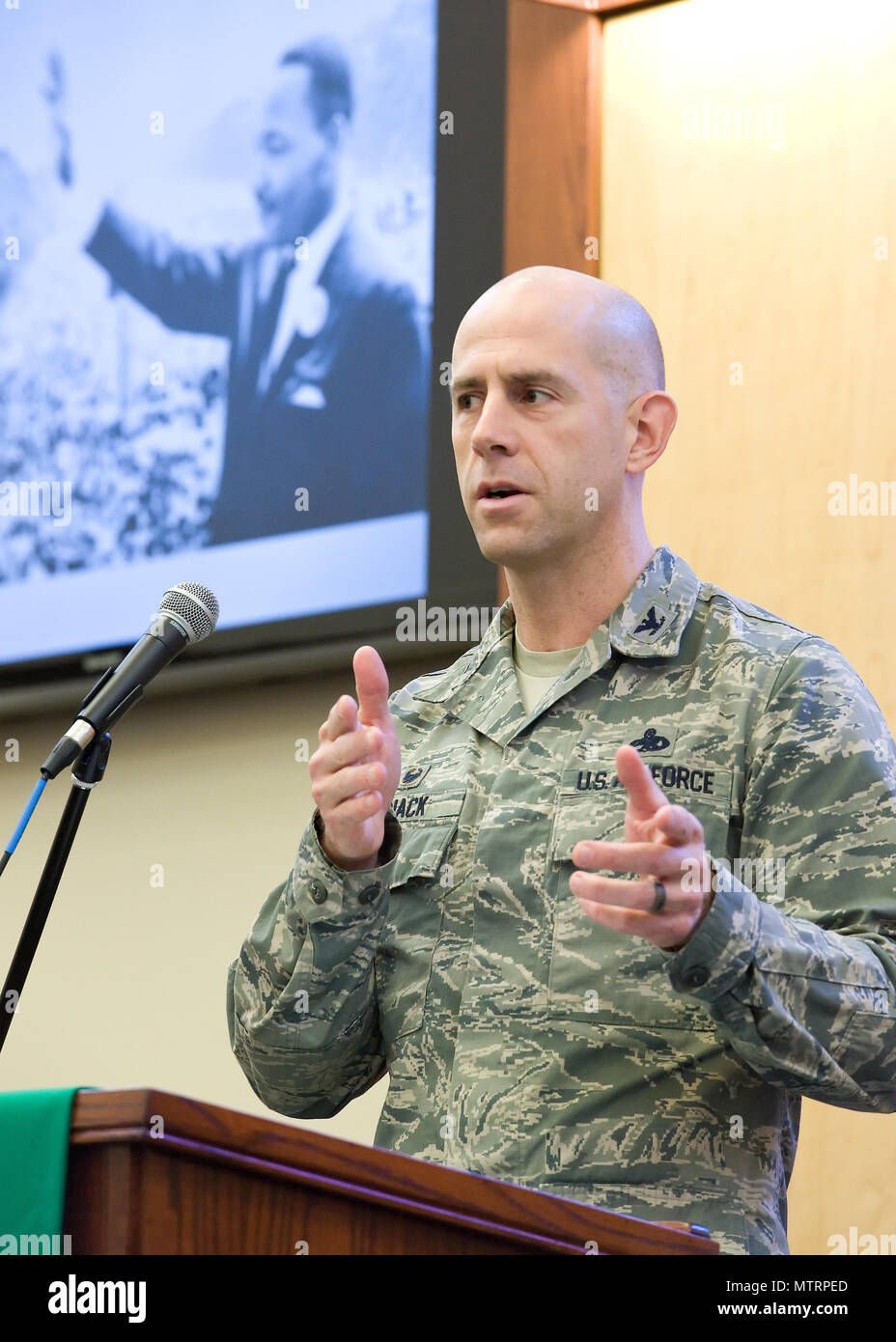 Col. Tyler Knack, 436th Maintenance Group commander, speaks to Team ...