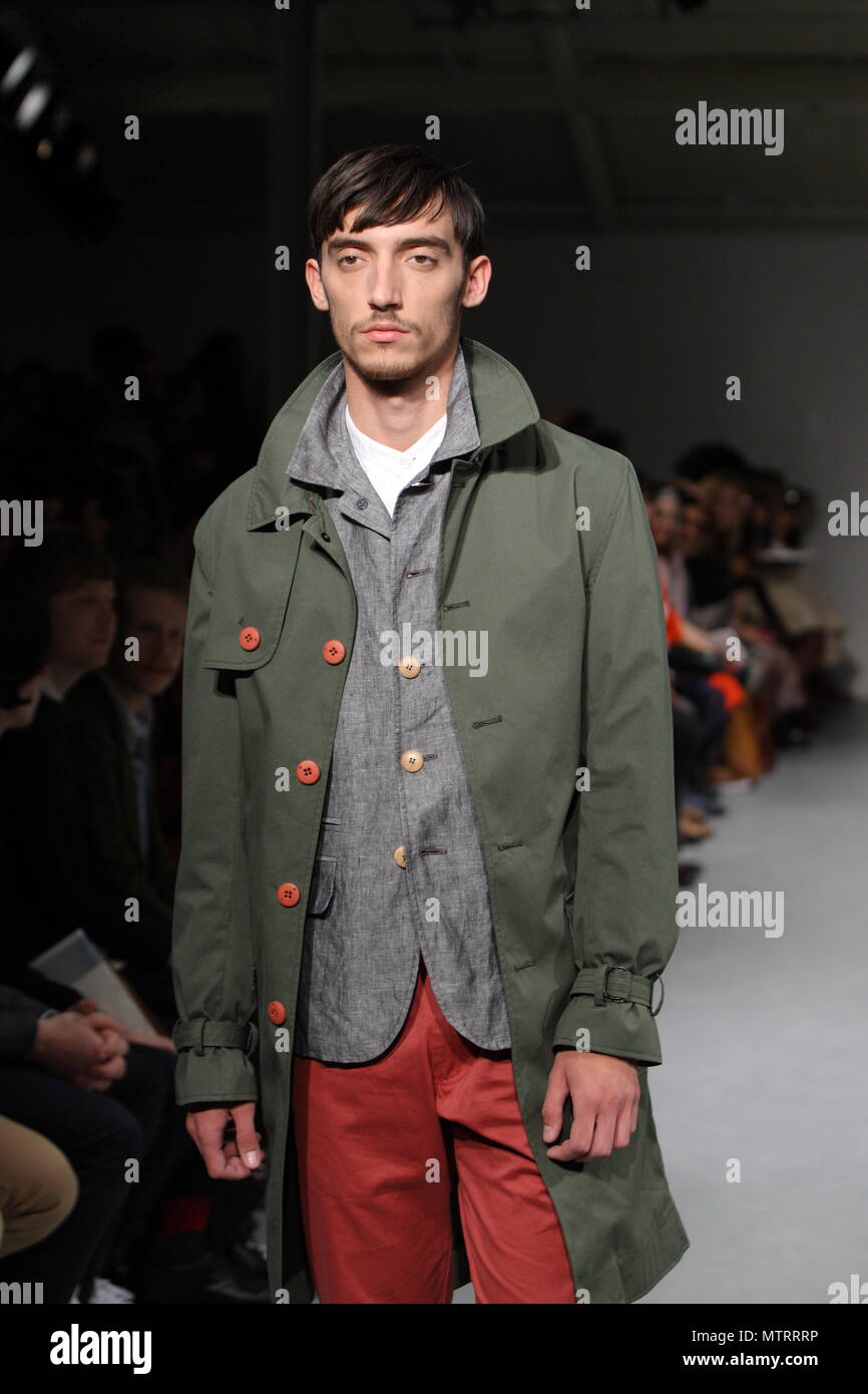 UK Fashion - Male model on the runway during the Oliver Spencer Spring ...
