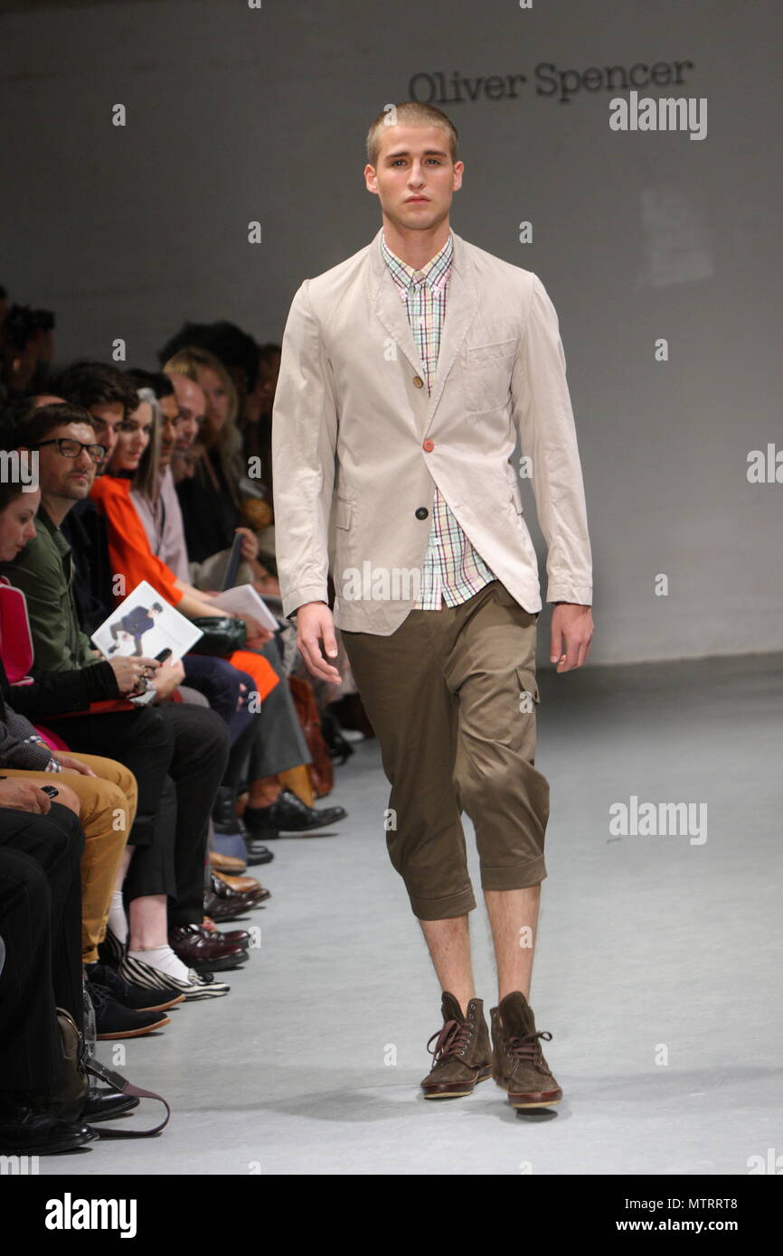 UK Fashion - Male model on the runway during the Oliver Spencer Spring ...