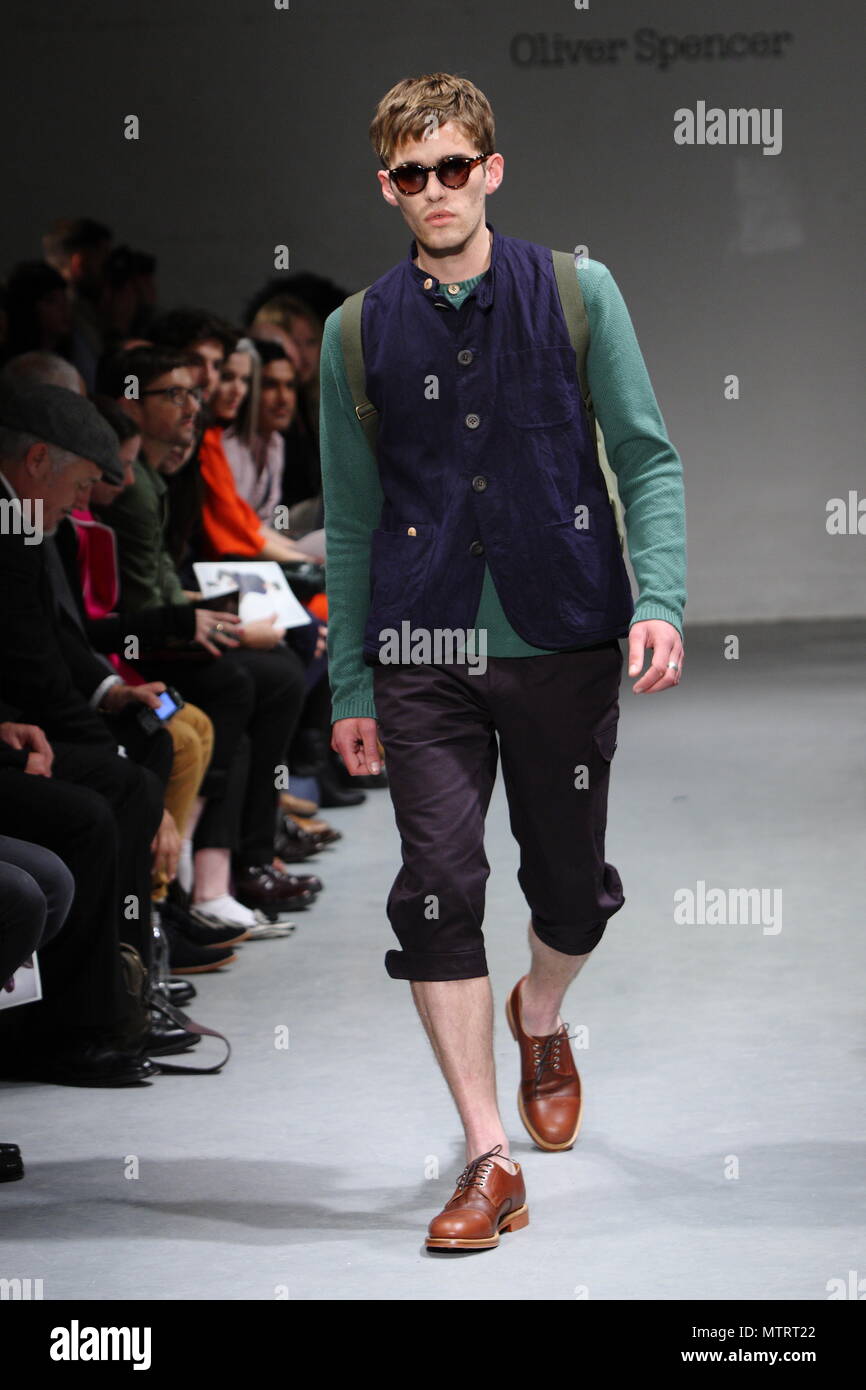 UK Fashion - Male model on the runway during the Oliver Spencer Spring ...