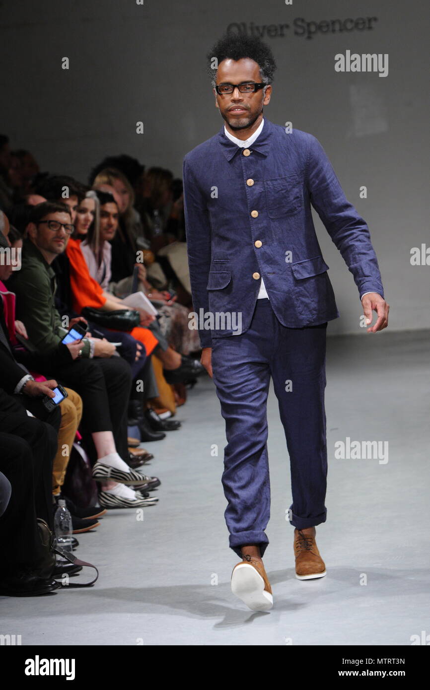 UK Fashion - Male model on the runway during the Oliver Spencer Spring ...