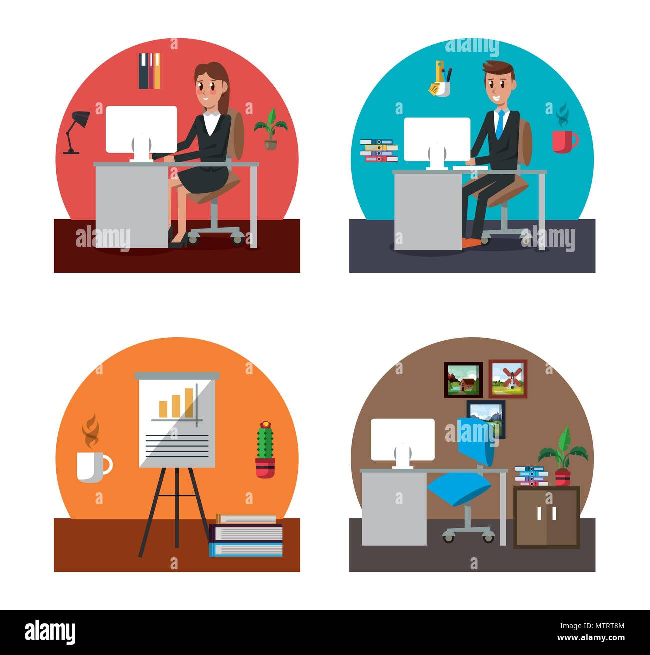 Office interior round symbols Stock Vector Image & Art - Alamy