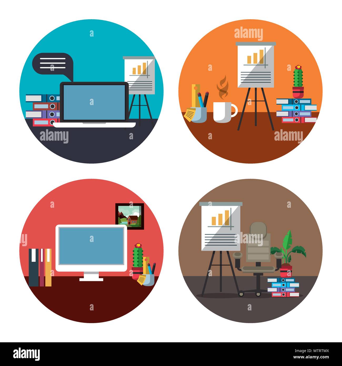 Office interior round symbols Stock Vector Image & Art - Alamy