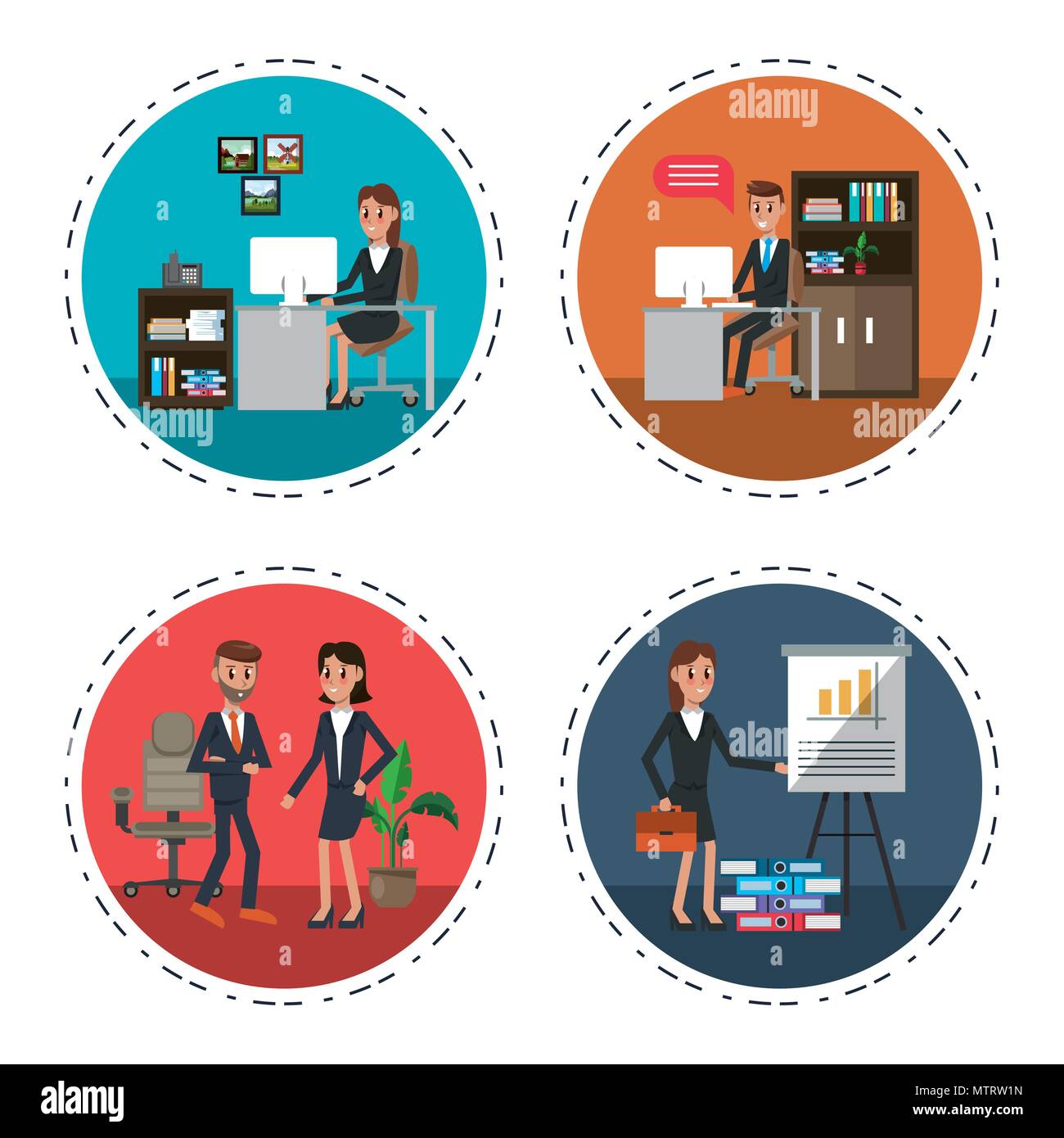 Office interior round symbols Stock Vector Image & Art - Alamy