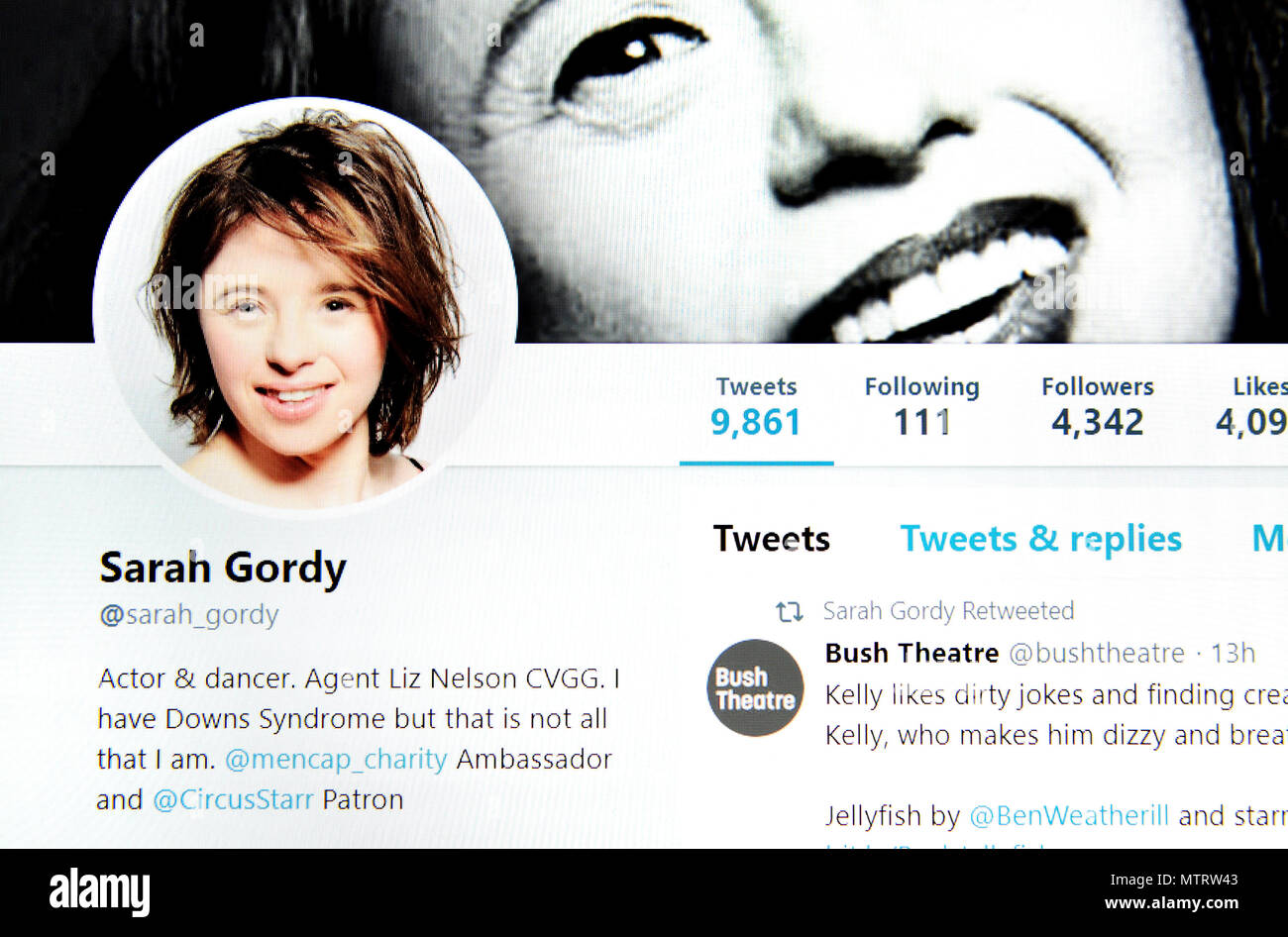 Sarah gordy twitter page hi-res stock photography and images - Alamy