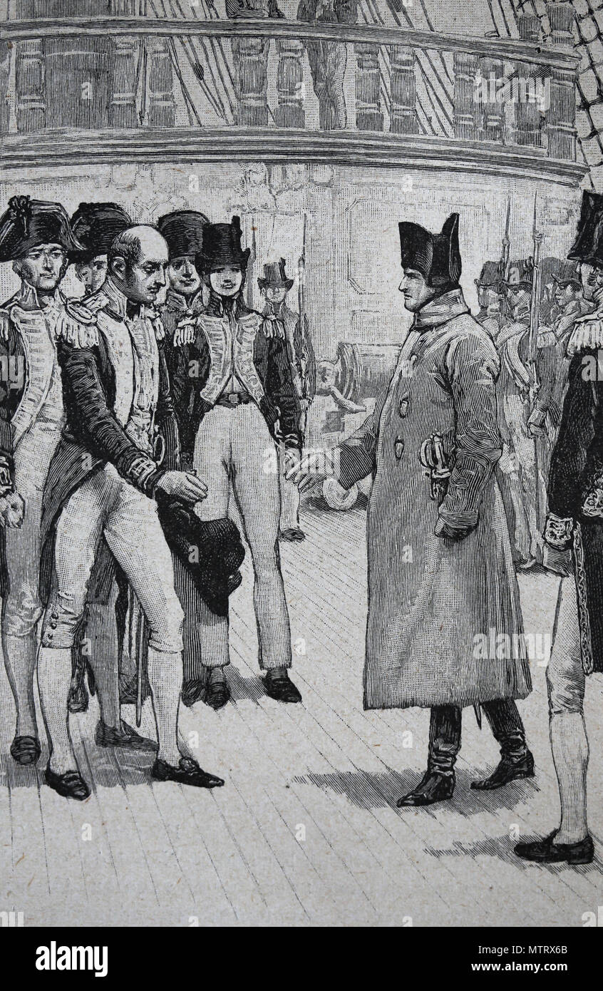 Napoleon I on board the HMS Bellerophon (UK). Napoleon's surrender ...