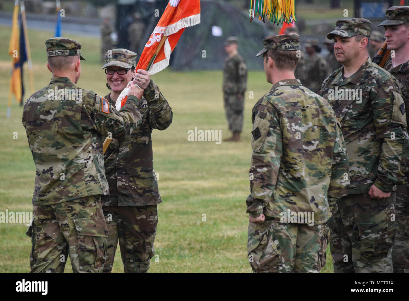 U.S. Army Col. Carl Worthington, left, commander of the 2nd Theater ...
