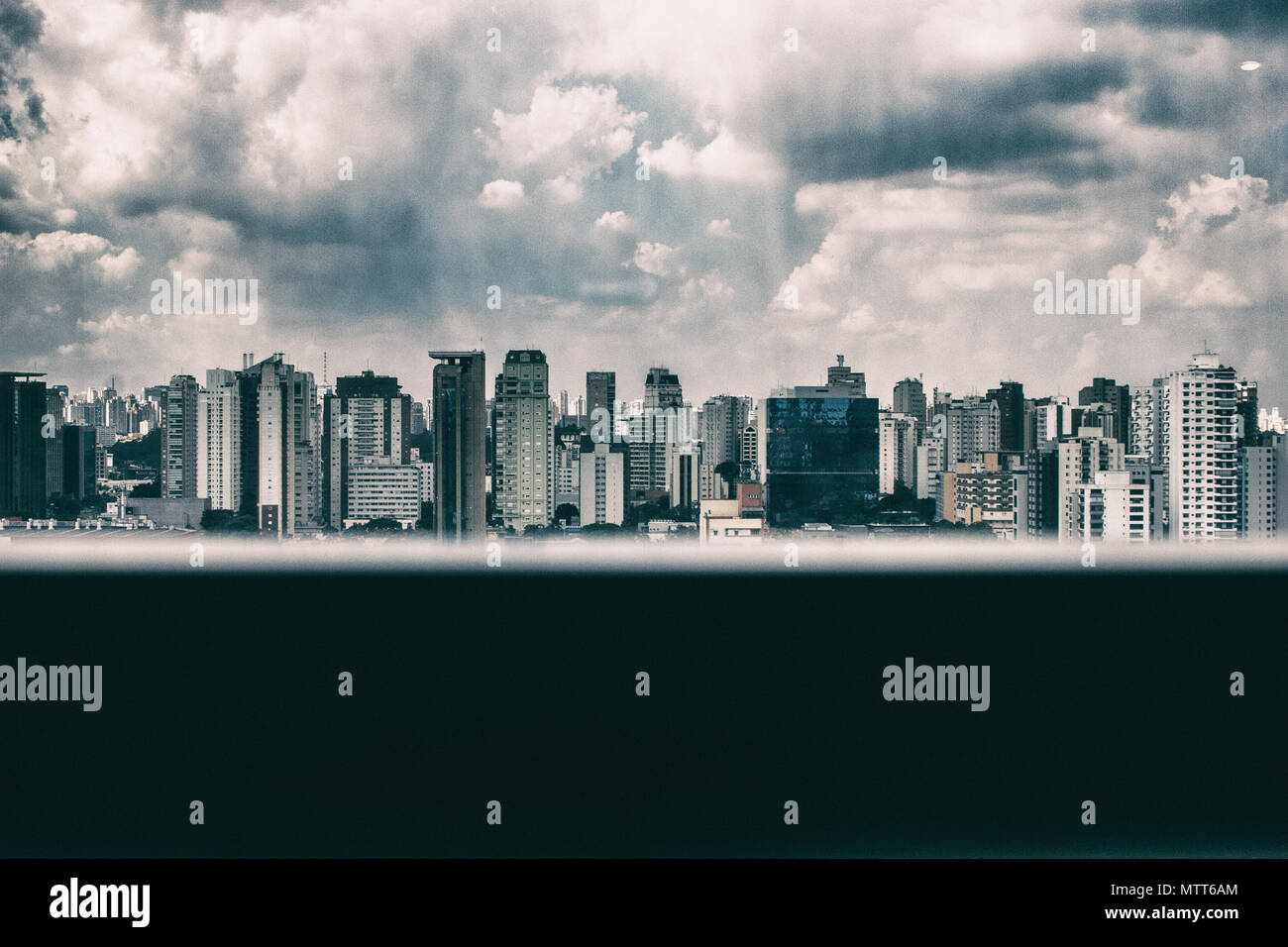 Panoramic view of business and residential buildings from the window of ...