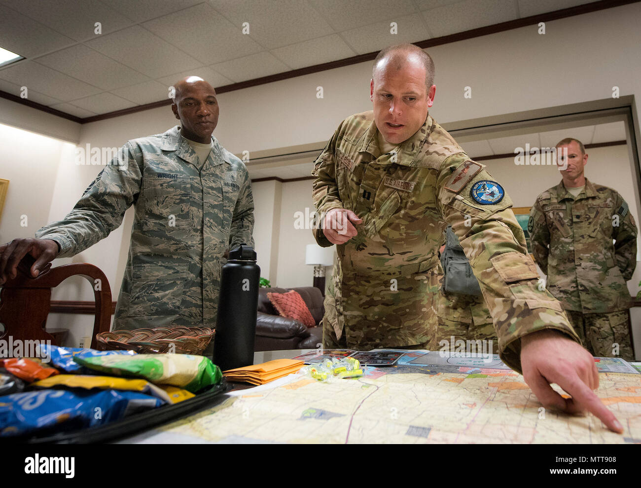 Chief Master Sgt. of the Air Force Kaleth O. Wright receives a brief ...