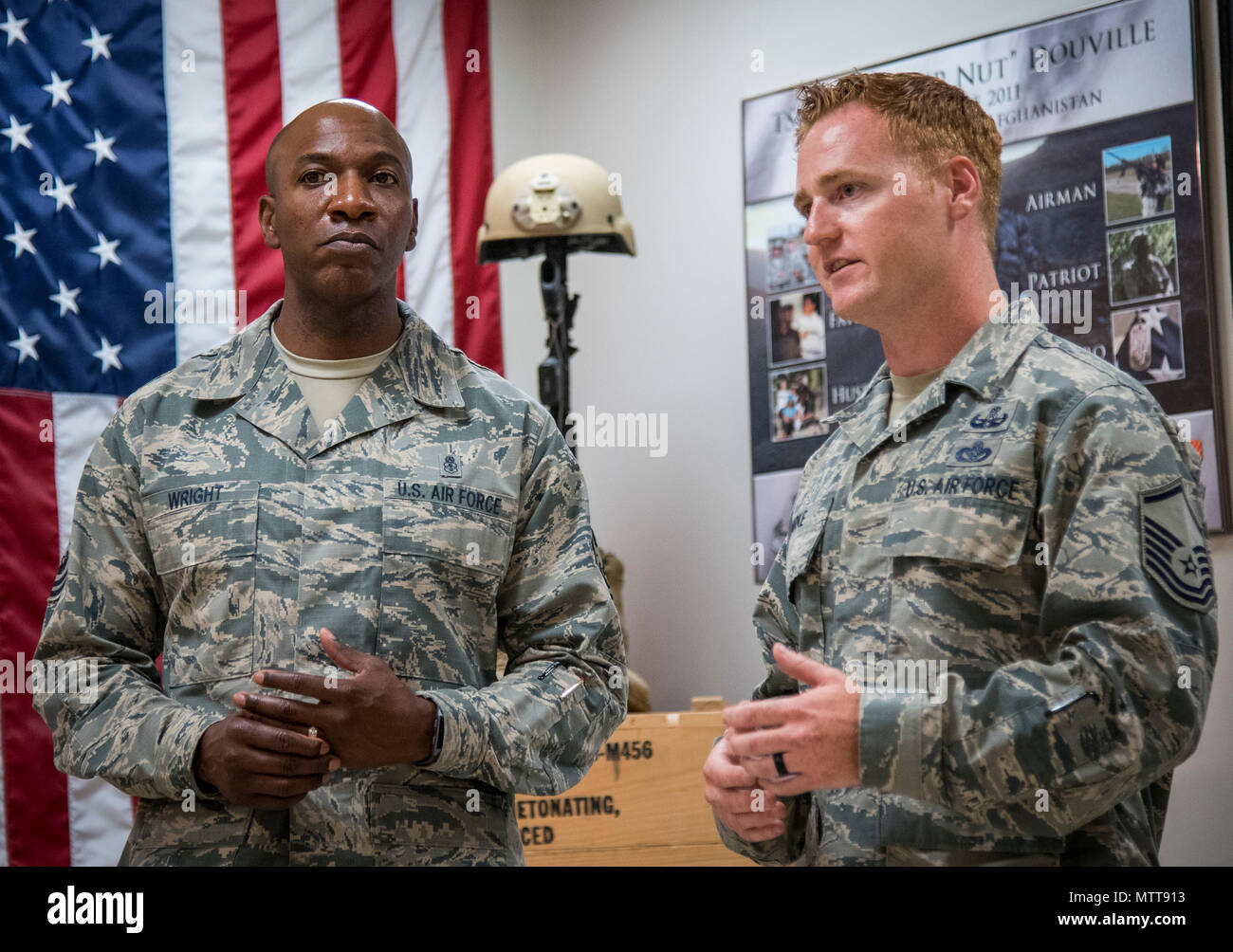 Chief Master Sgt. of the Air Force Kaleth O. Wright listens to Master ...