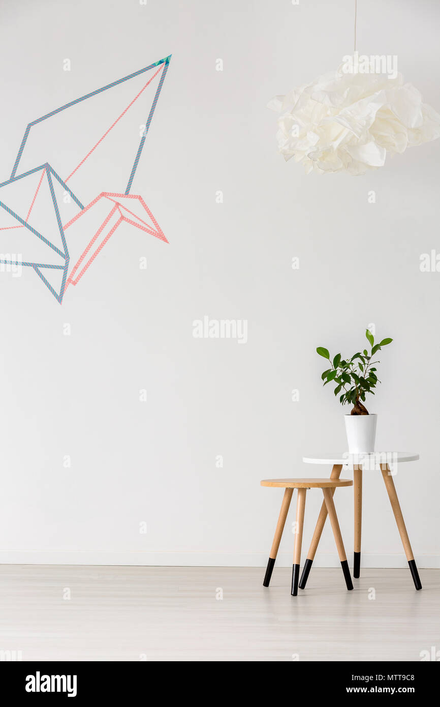 Origami graphic- simple decoration in minimalist white interior Stock ...