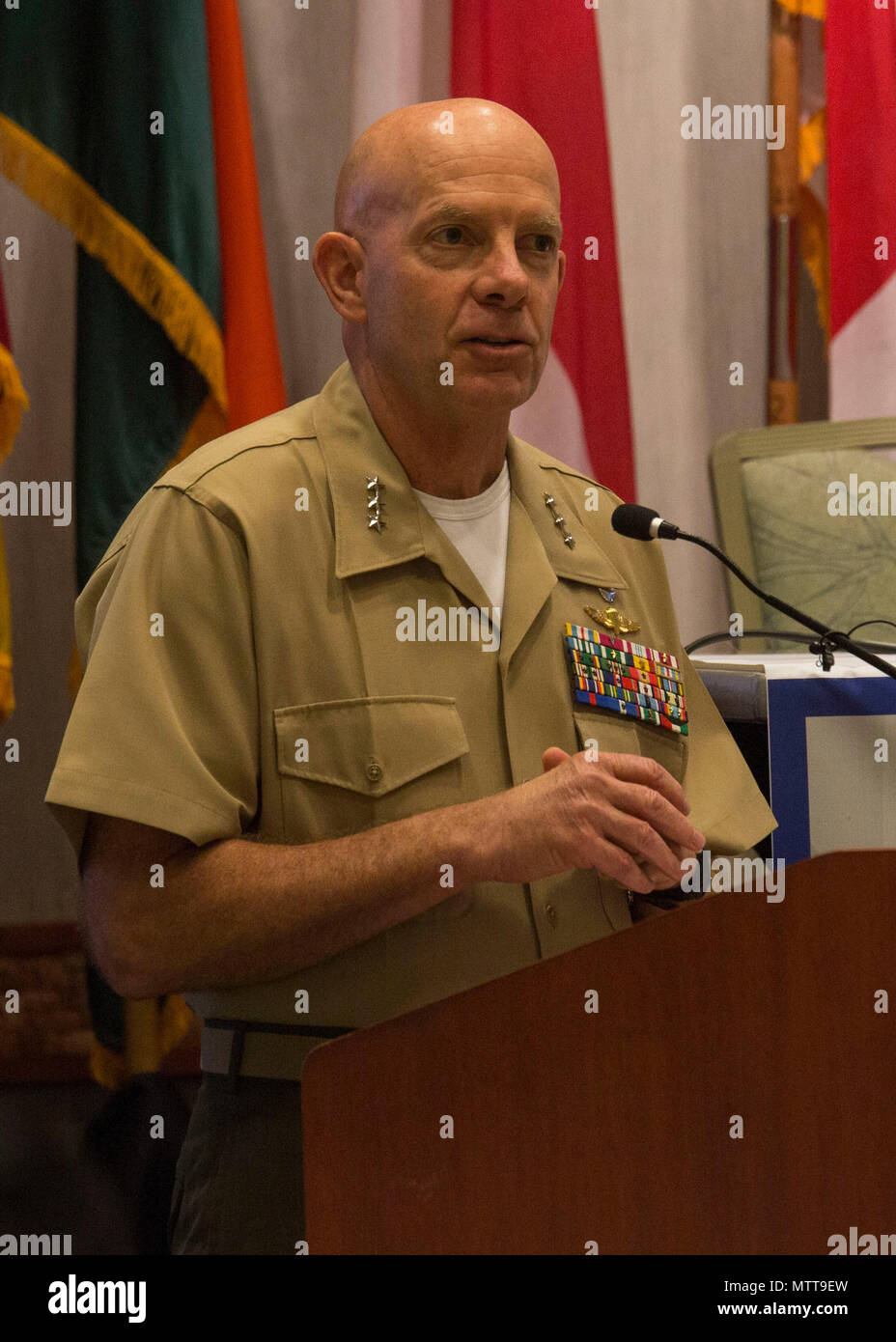 U.S. Marine Corps Lt. Gen. David H. Berger, commander, U.S. Marine Corps Forces, Pacific, speaks ...