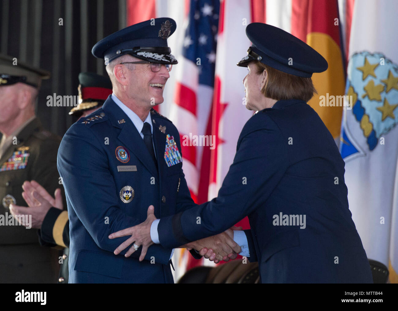 U.S. Air Force Gen. Lori J. Robinson congratulates U.S. Air Force Gen ...