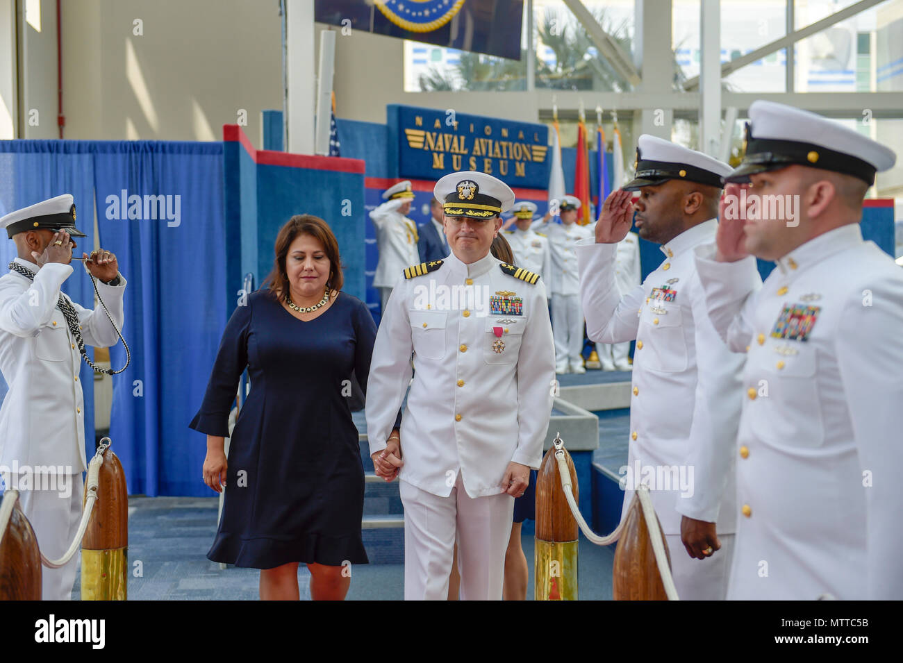 180524-N-FI568-0218 PENSACOLA, Fla. (May 24, 2018) Sideboys salute Capt ...