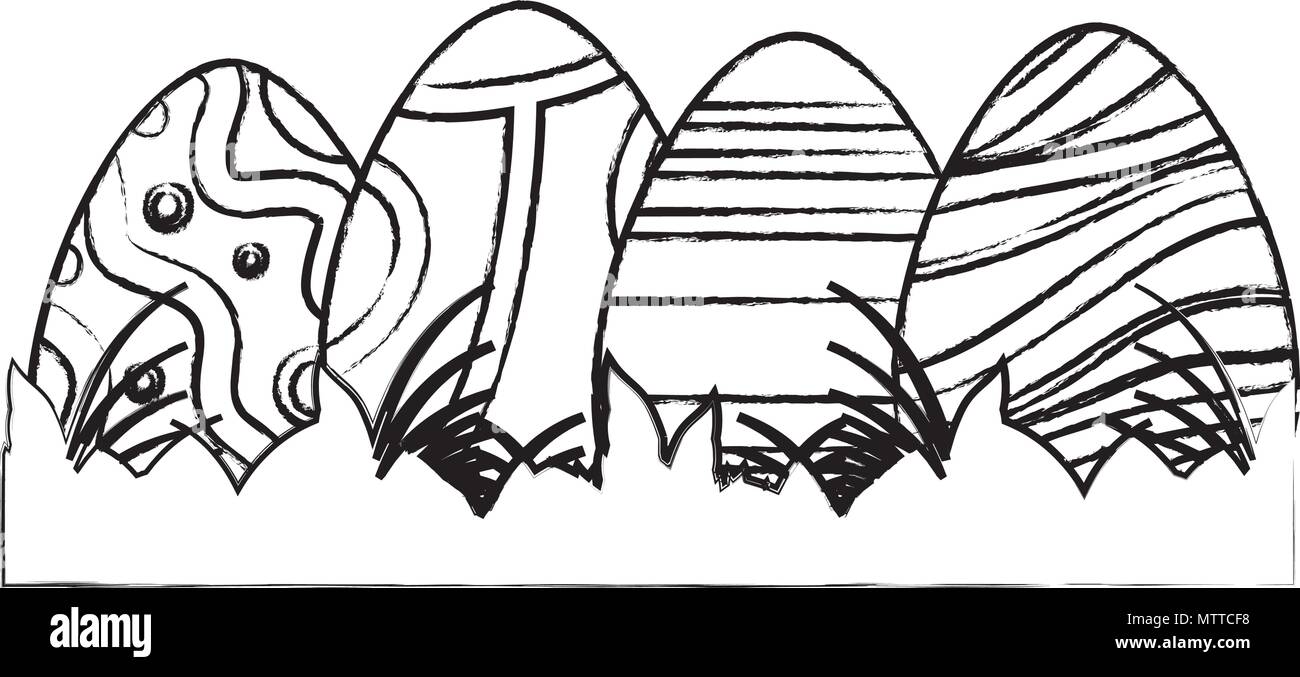 easter eggs in the grass over white background, vector illustration ...