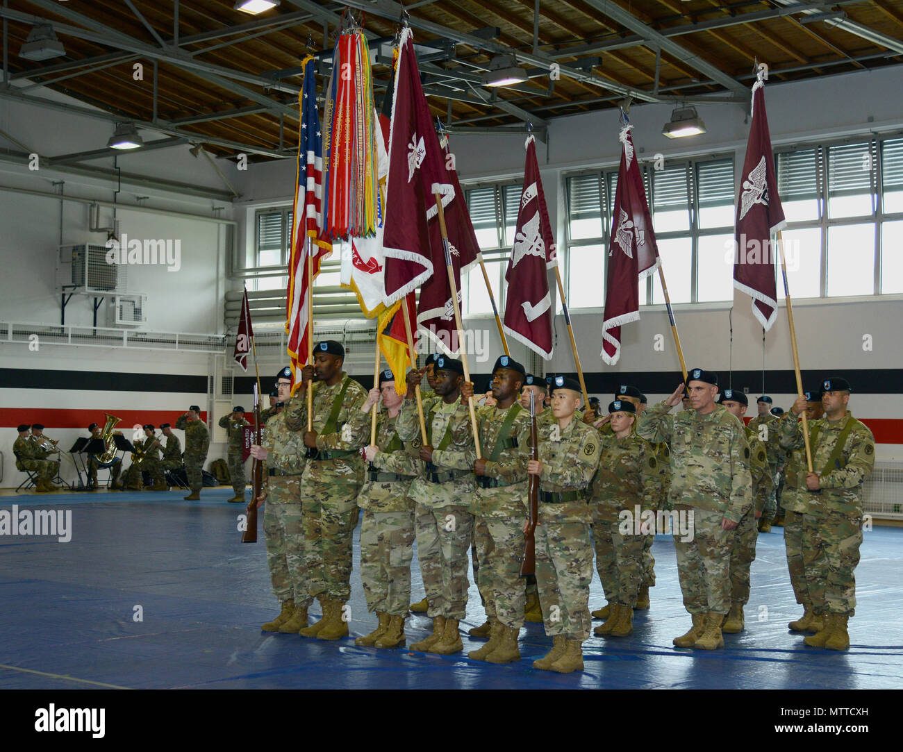 The Landstuhl Regional Medical Center color guard presents the colors ...
