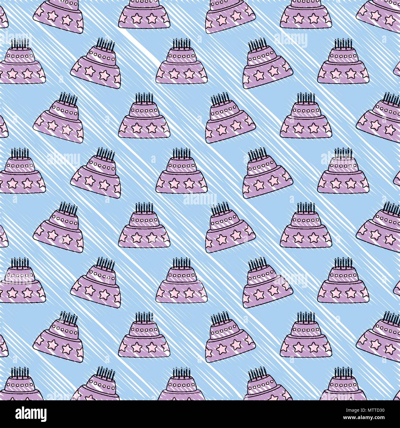 background of cake with candles pattern, colorful design. vector ...