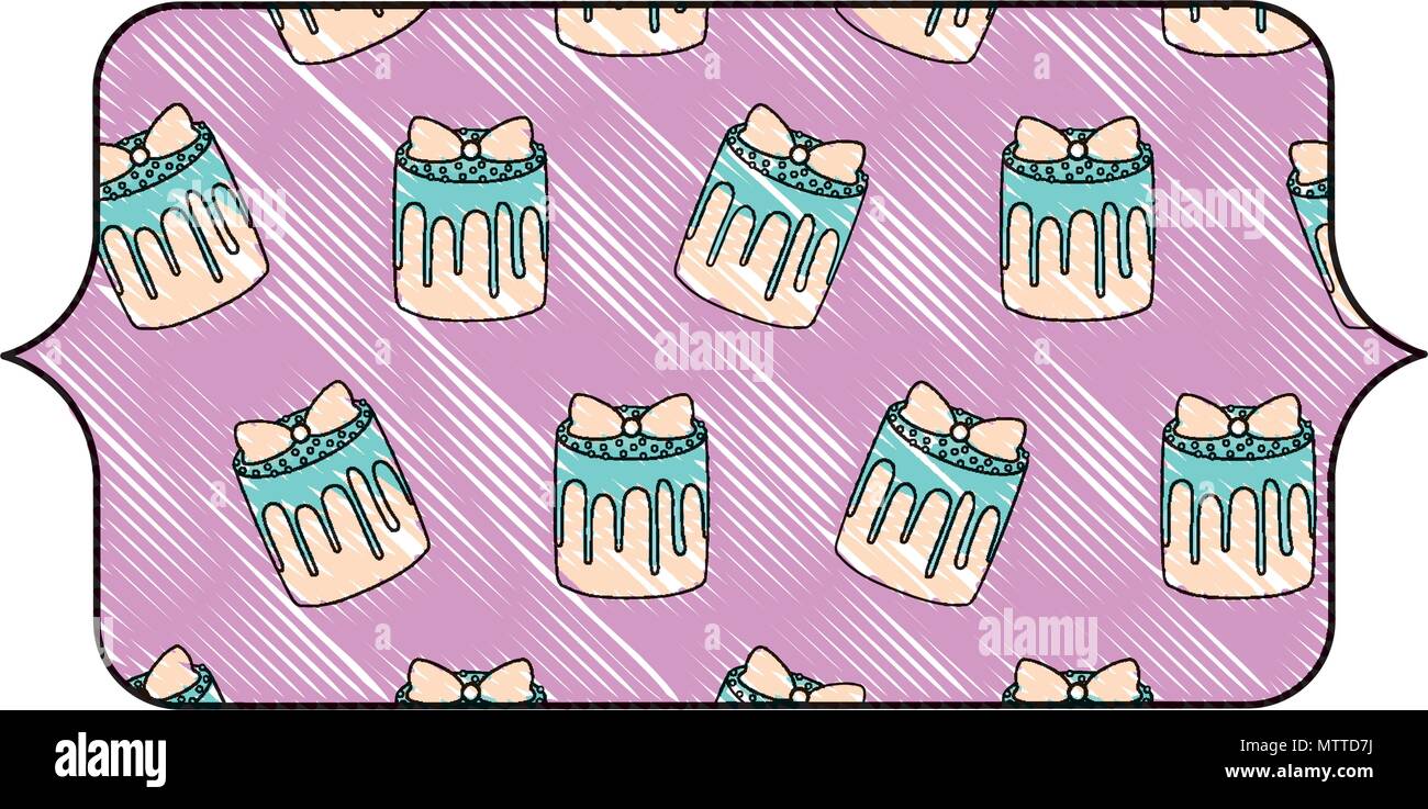 banner with sweet cake pattern over white background, vector ...