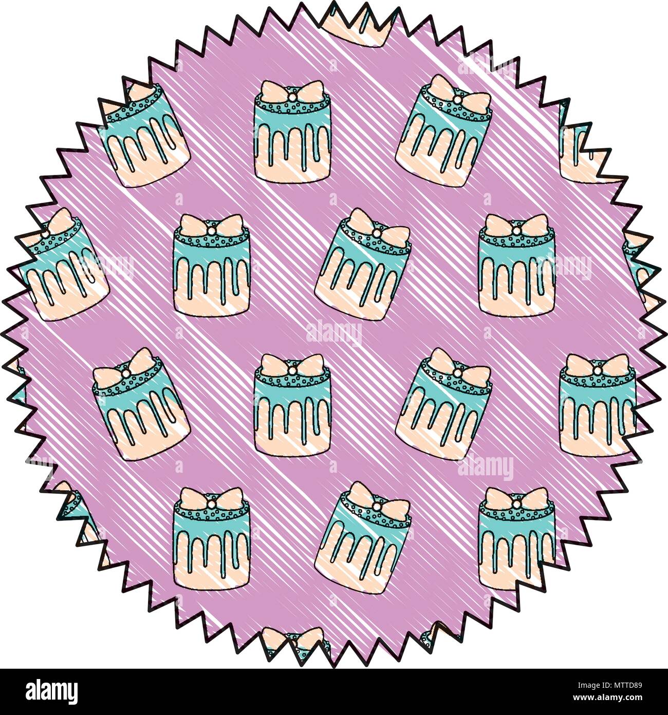 seal stamp with sweet cake pattern over white background, vector ...