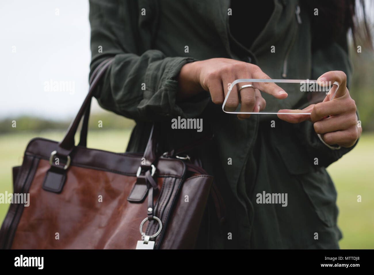 Futuristic woman touching glass hi-res stock photography and images - Alamy