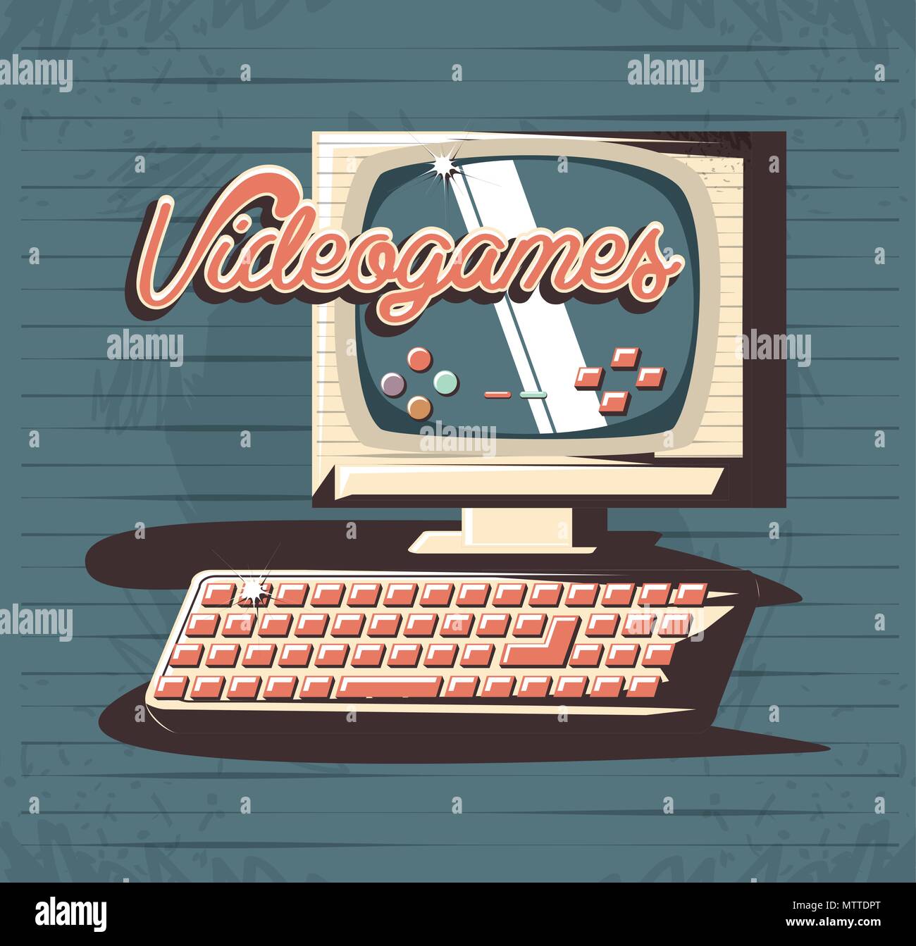 video game retro with computer vector illustration design Stock Vector ...