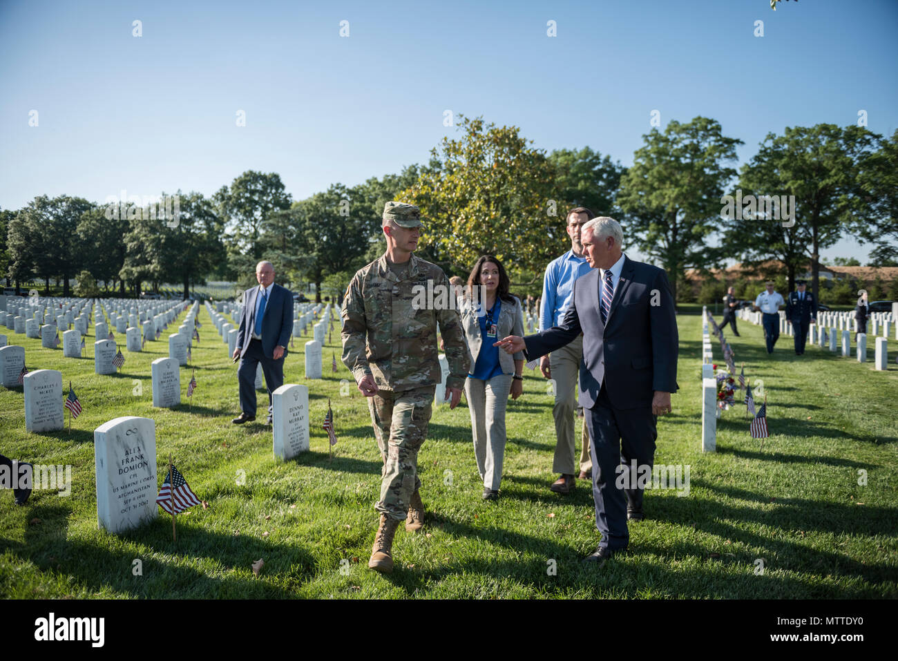 Vice President Mike Pence (right) walks through Section 60 with U.S ...
