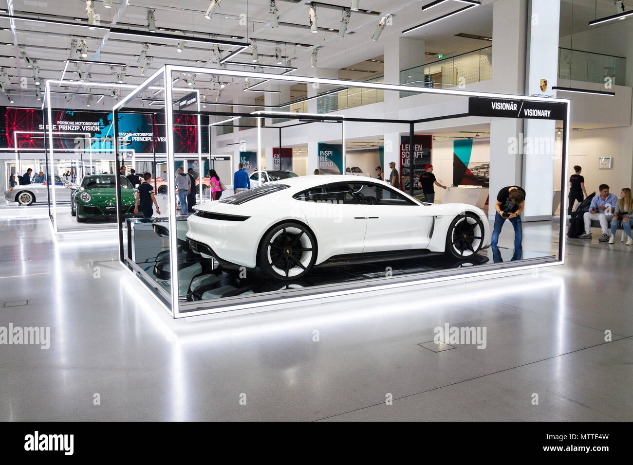 BERLIN, GERMANY - MAY 15 2018: Porsche Mission E concept study car ...