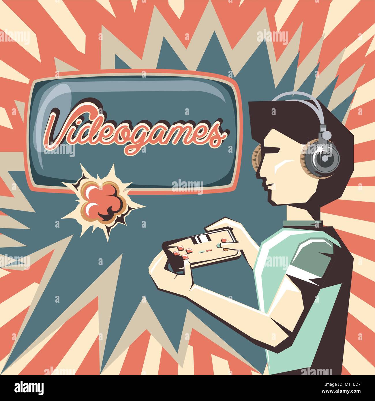 man playing video game retro vector illustration design Stock Vector ...