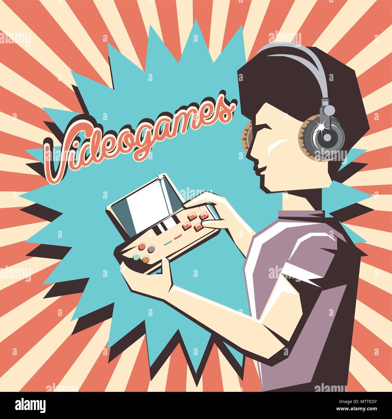 man playing video game retro vector illustration design Stock Vector ...