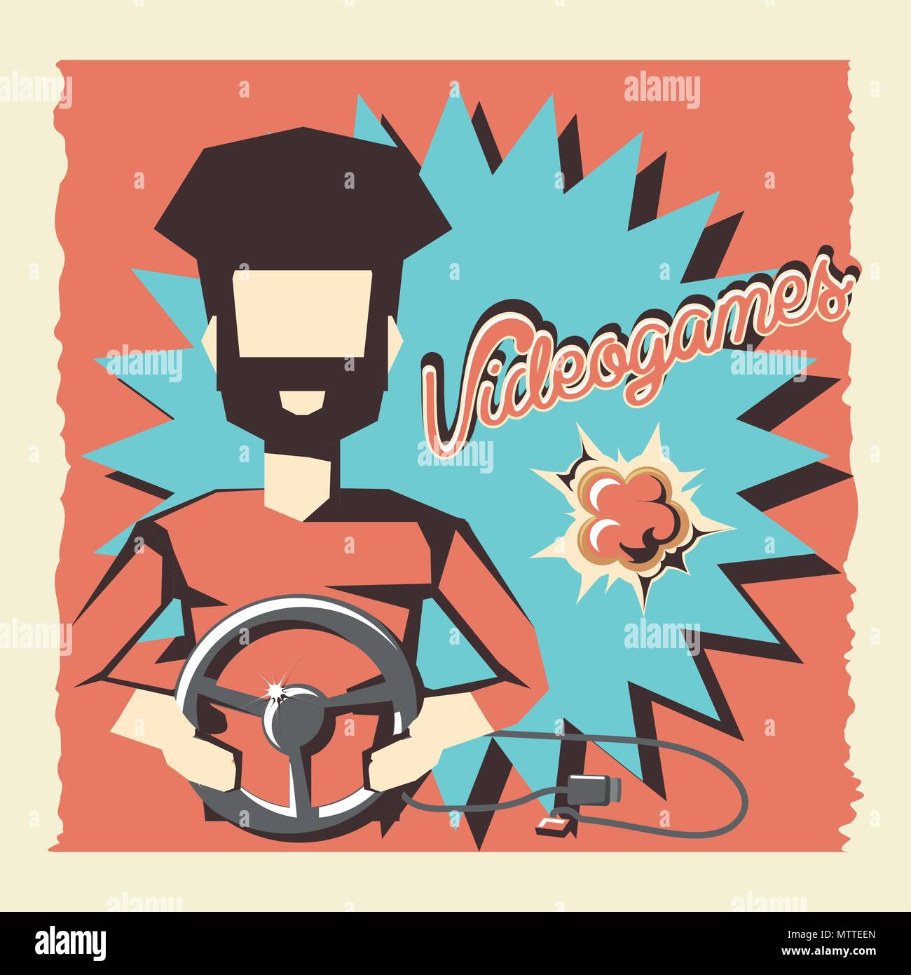 man playing video game retro vector illustration design Stock Vector ...