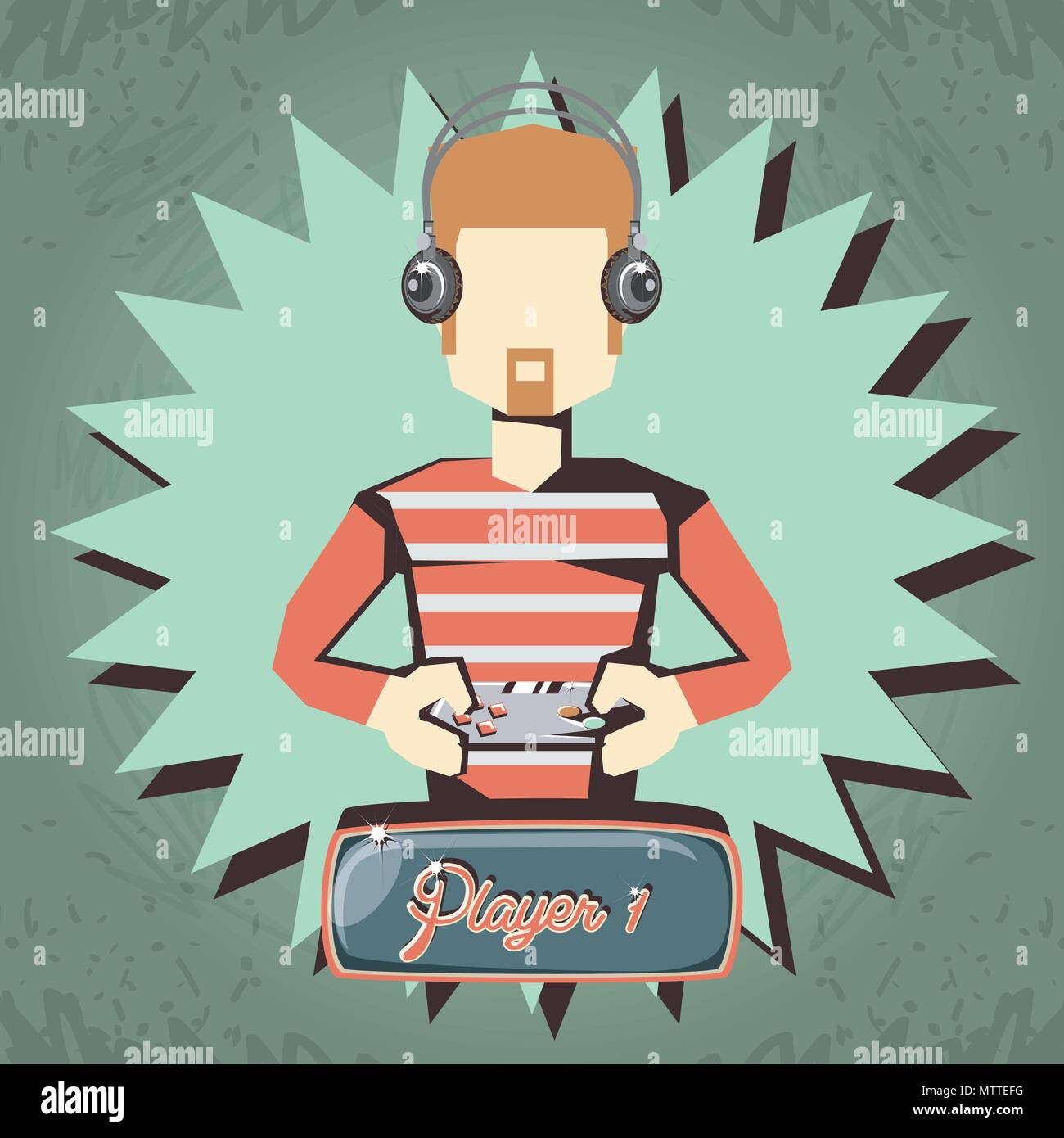 man playing video game retro vector illustration design Stock Vector ...