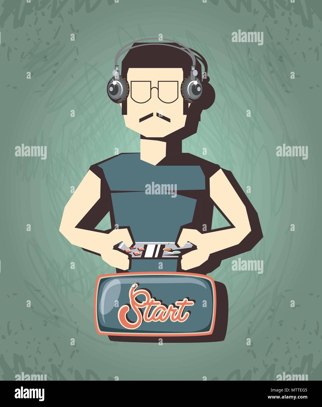 man playing video game retro vector illustration design Stock Vector ...