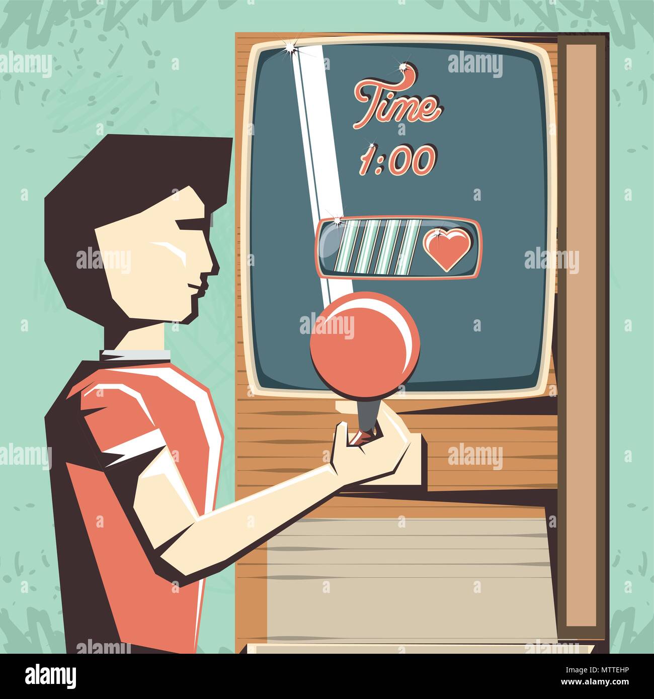 man playing video game retro vector illustration design Stock Vector ...