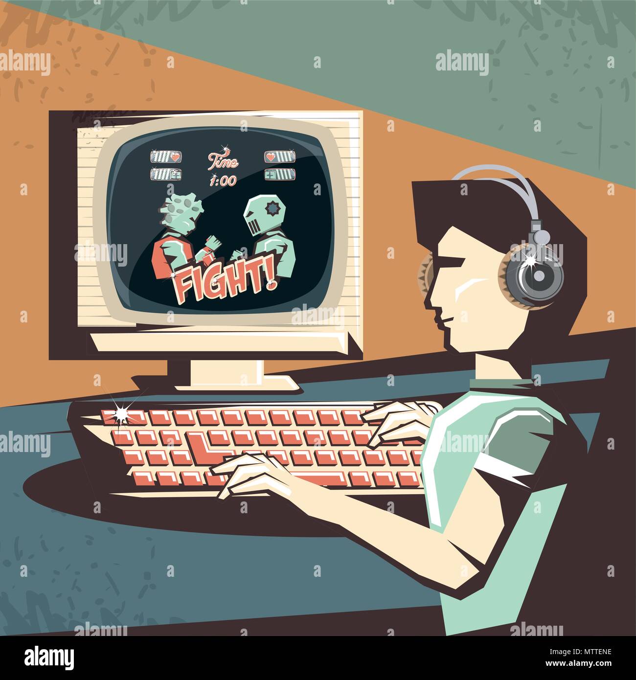 Playing computer game headphone Stock Vector Images - Alamy