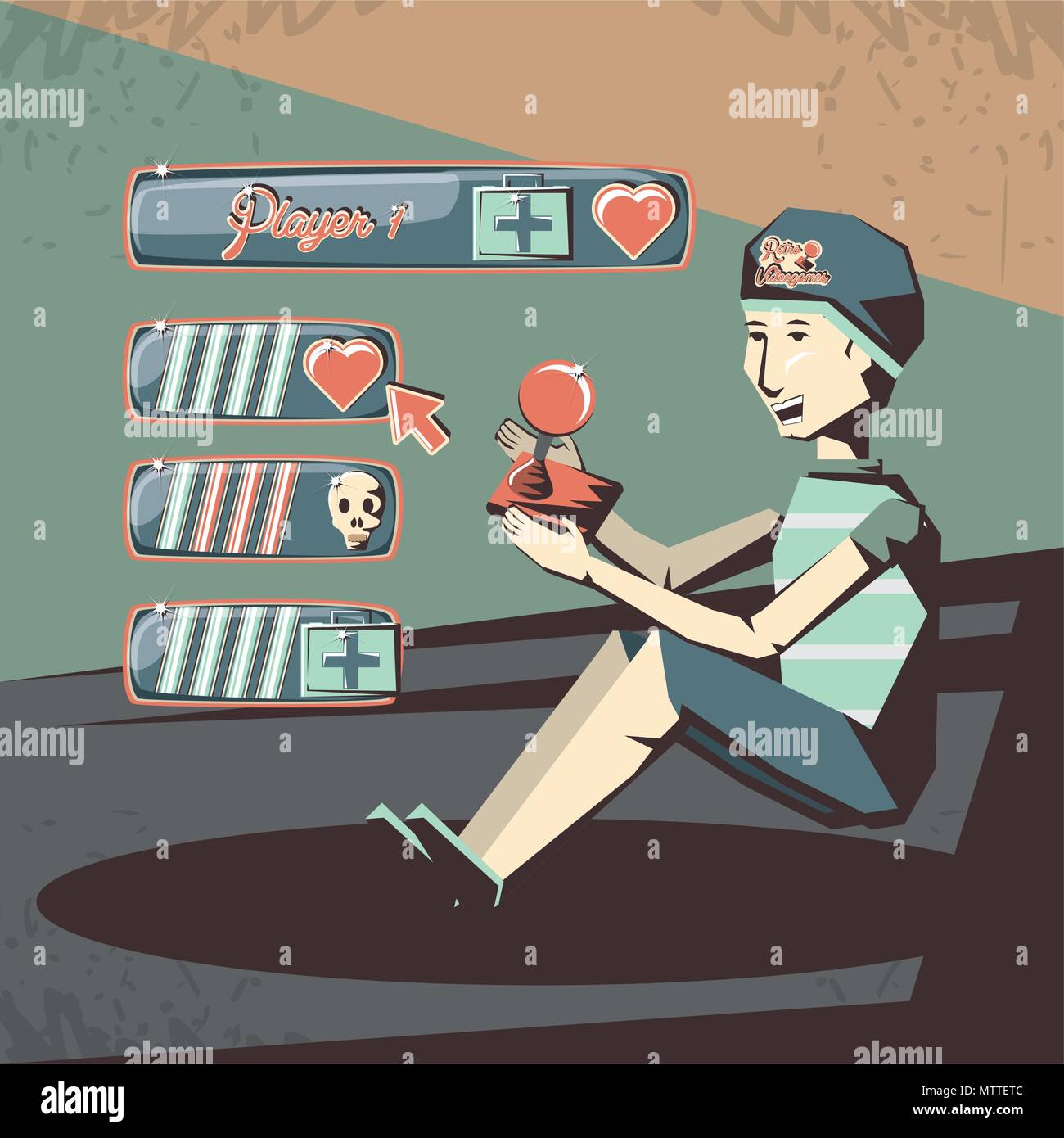 man playing video game retro vector illustration design Stock Vector ...