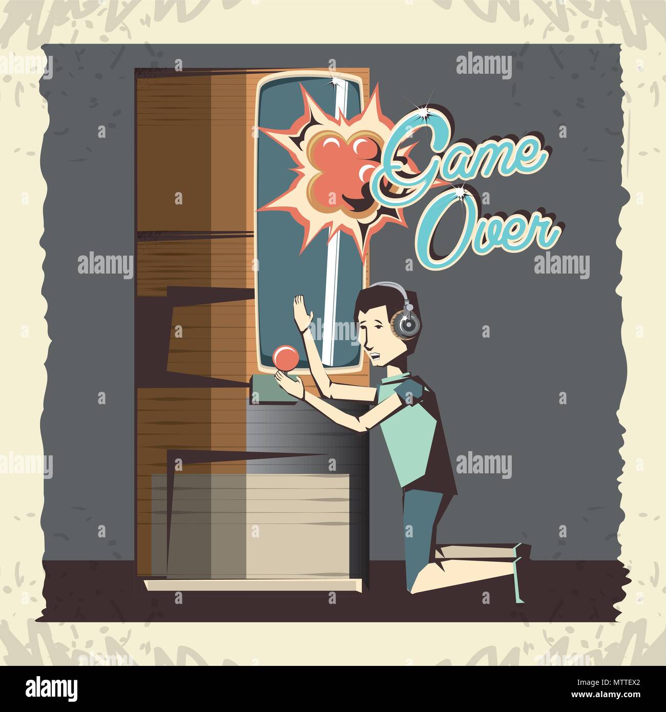 man playing video game retro vector illustration design Stock Vector ...