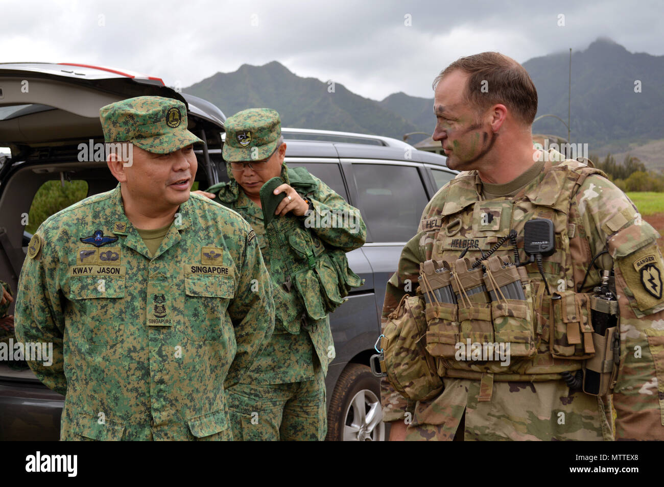 Senior Lt. Col. Jason Kway (left), 6th Division, Singapore Army, speaks ...