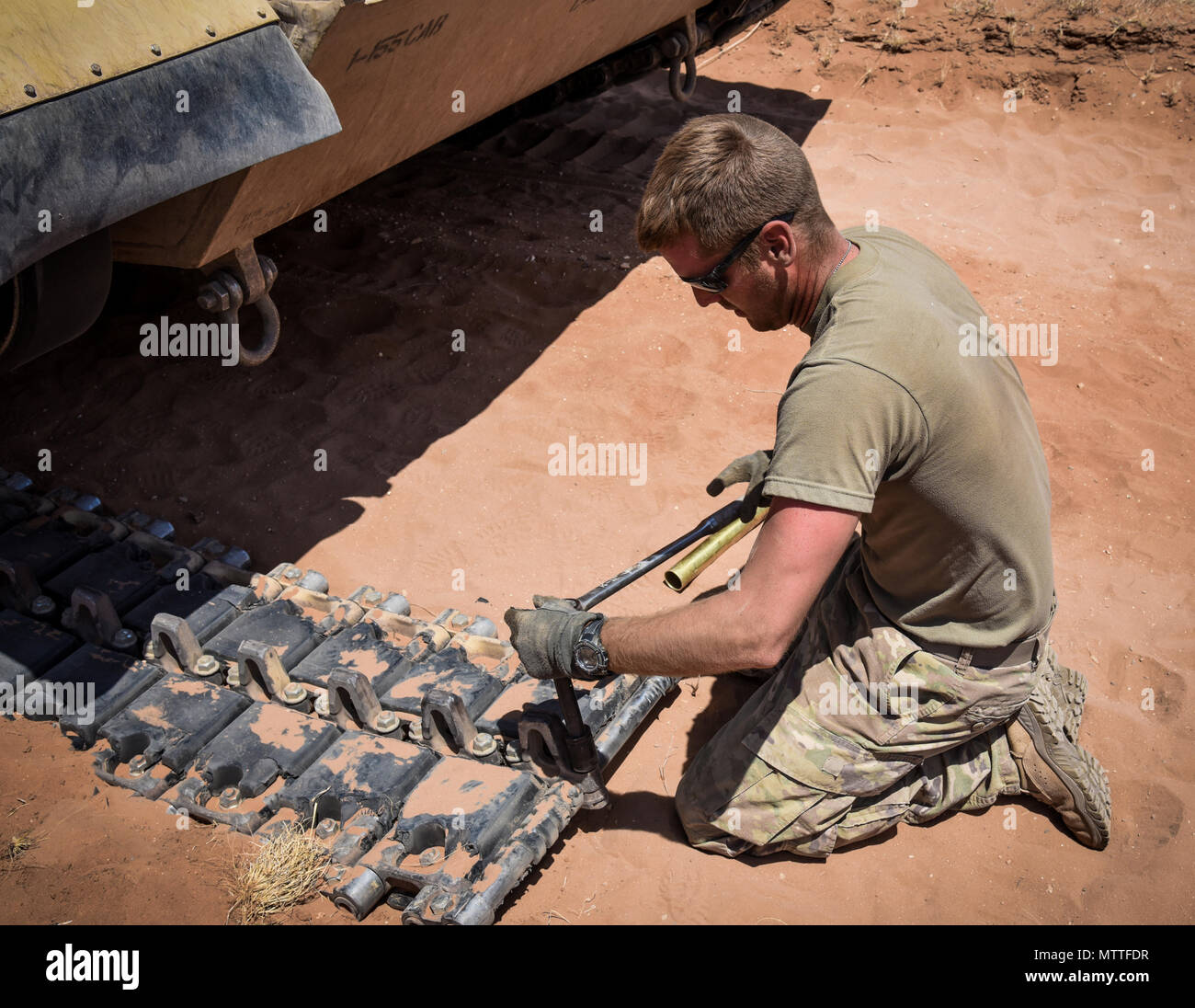 Spc. Derek Sparks, a track vehicle mechanic, with Company D, 106th ...