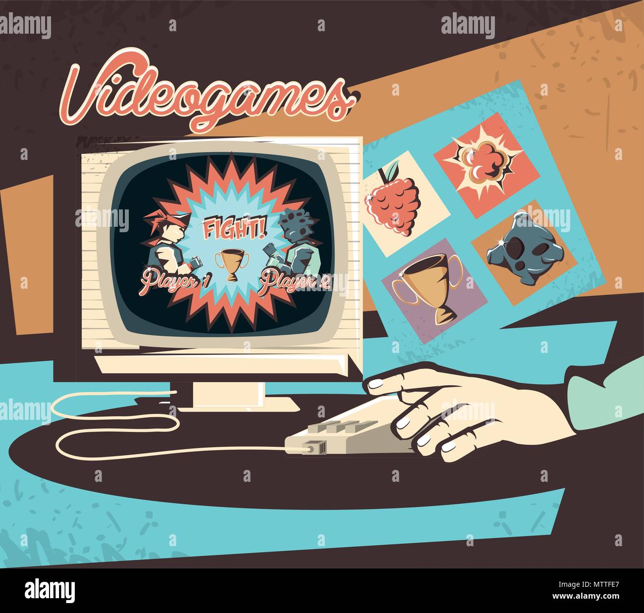 video game retro with tv vector illustration design Stock Vector Image ...