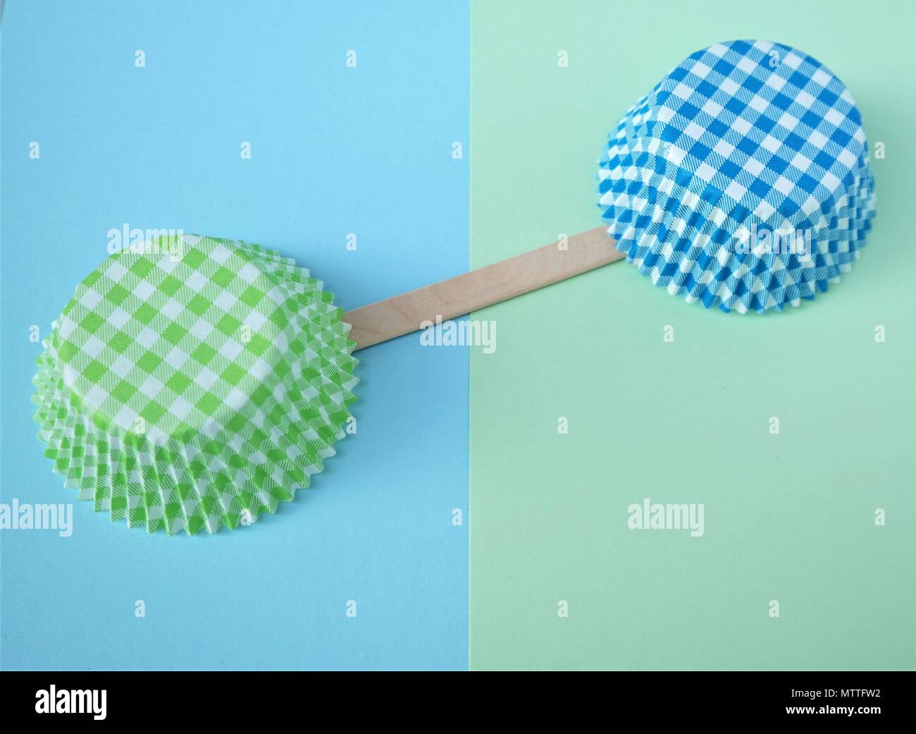 Two cupcake molds connected with a popsicle stick. Simple baking ...