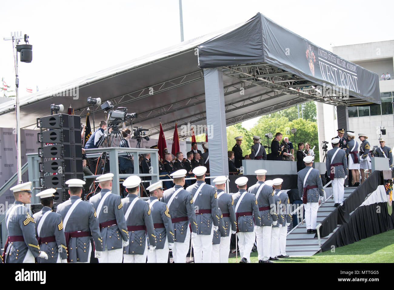 U.S. Military Academy cadets recieve their diplomas during their ...