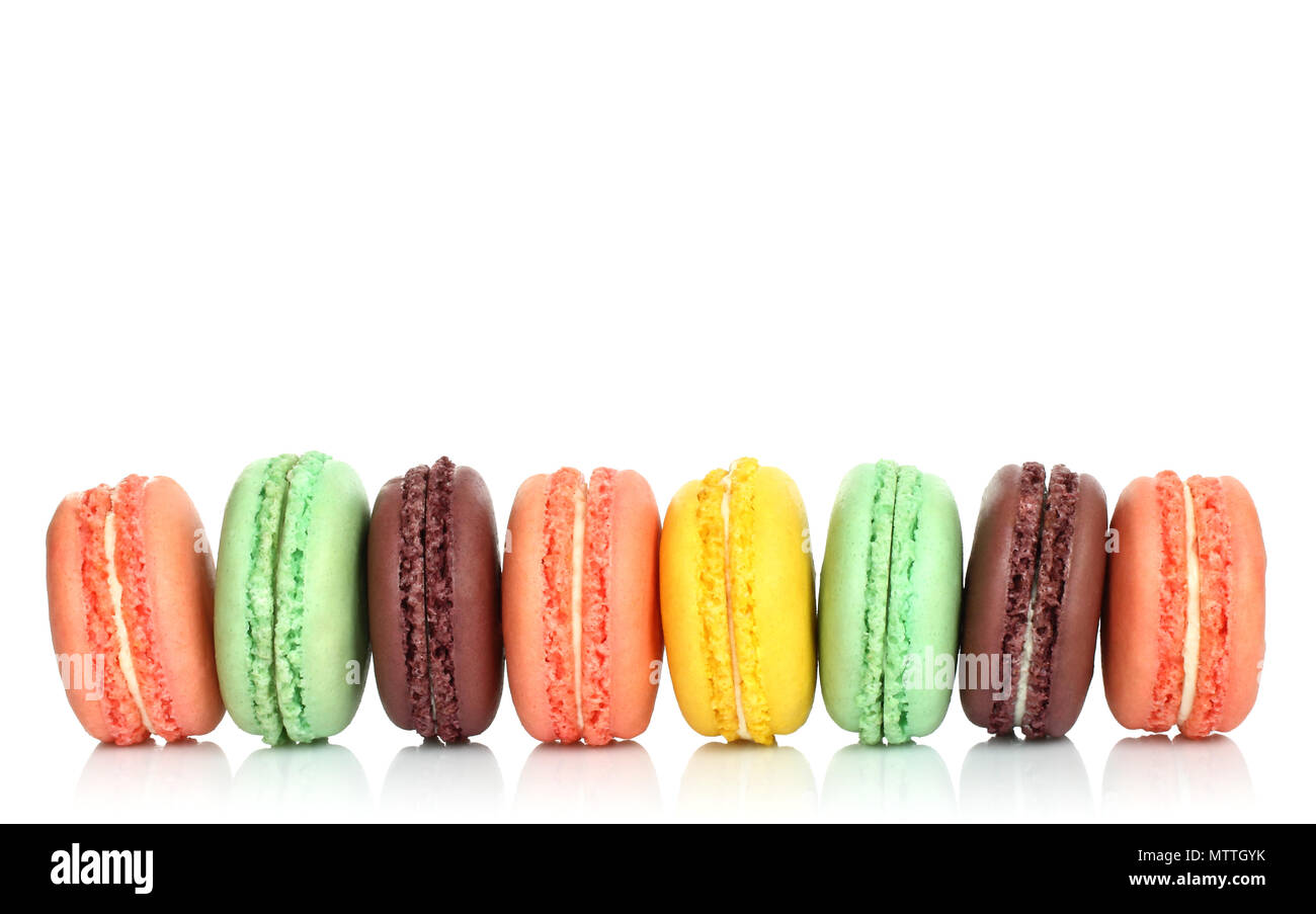 French macaroons on white background Stock Photo - Alamy