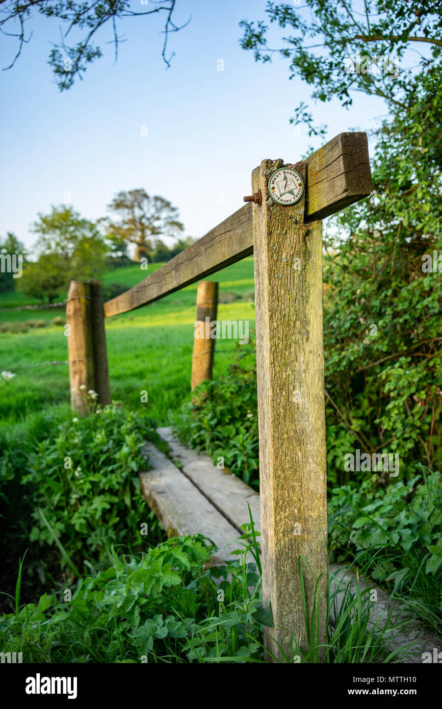 Rural landscape scene in West Sussex near Pulborough at dusk Stock ...